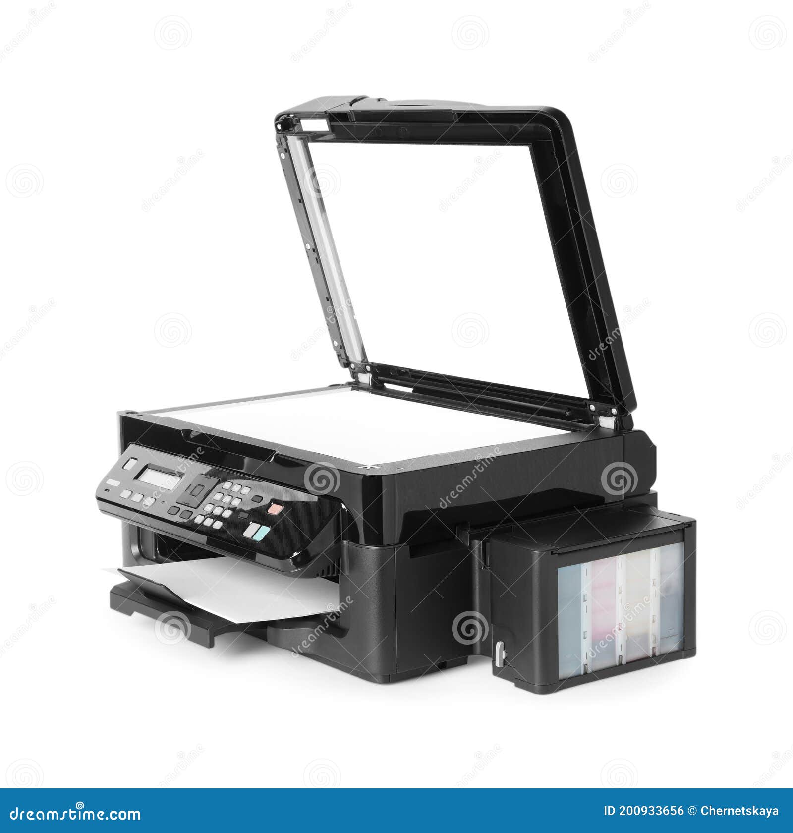 New Open Multifunction Printer Isolated on White Stock Photo - Image of ...