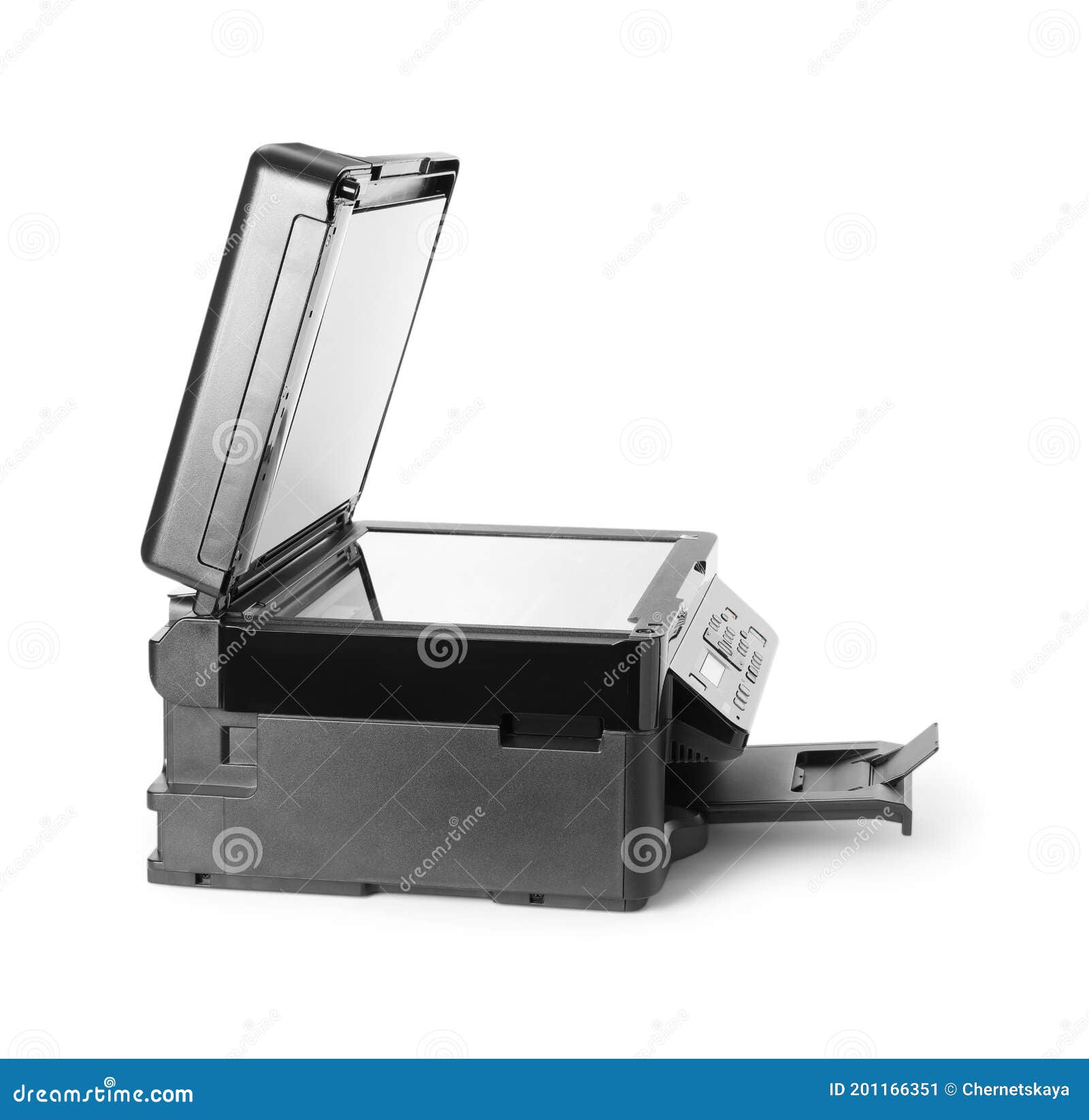 New Open Multifunction Printer Isolated on White Stock Image - Image of ...