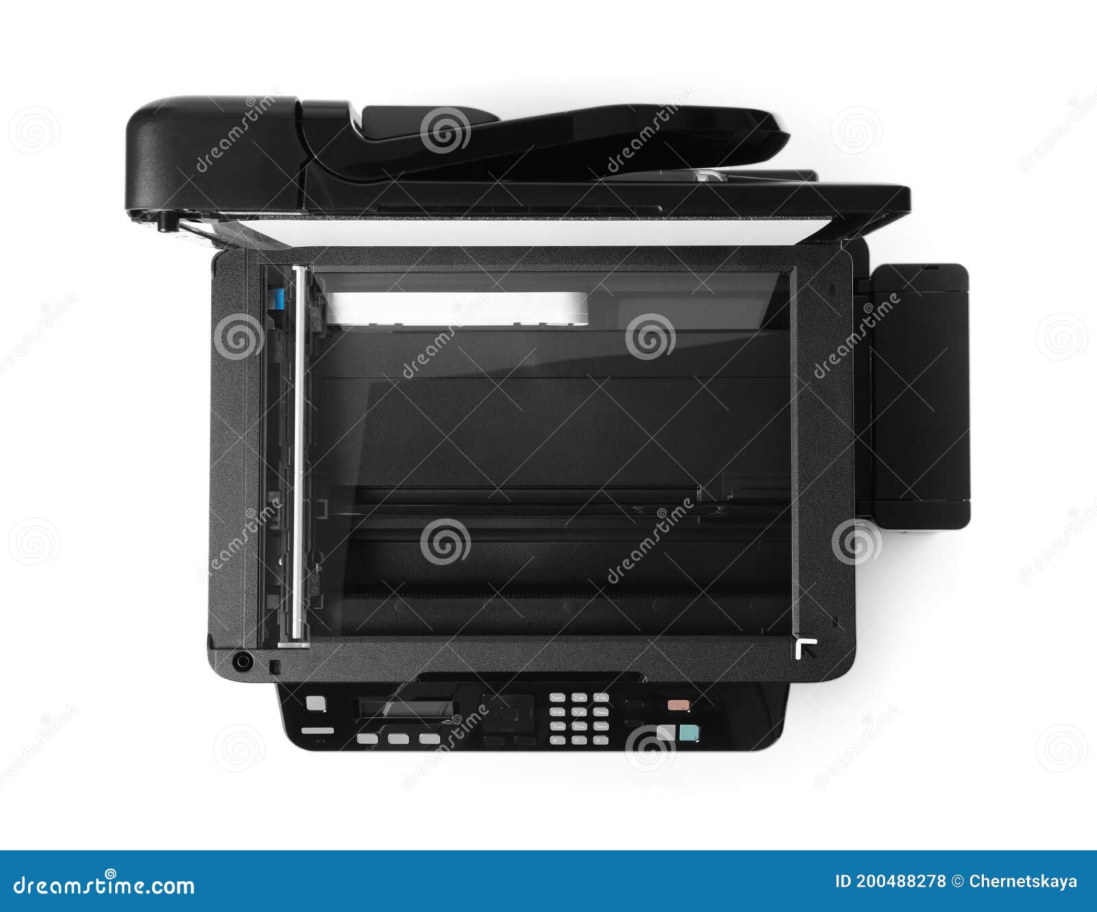 New Open Printer Isolated on White, Top View Stock Photo - Image of ...