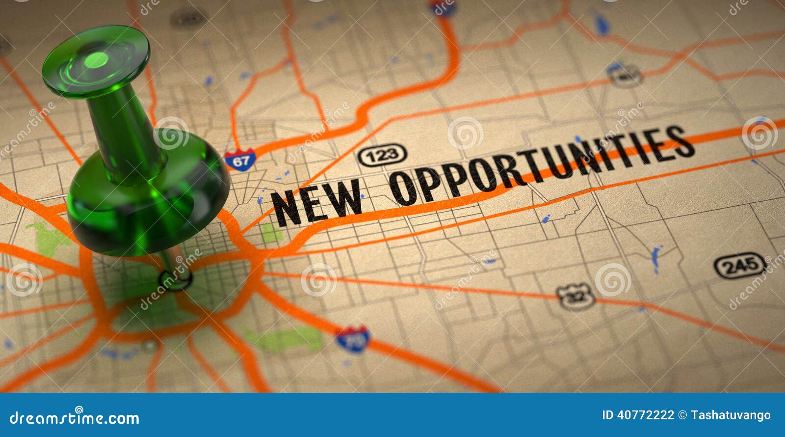 New Opportunities - Green Pushpin on a Map Background. Stock Photo ...