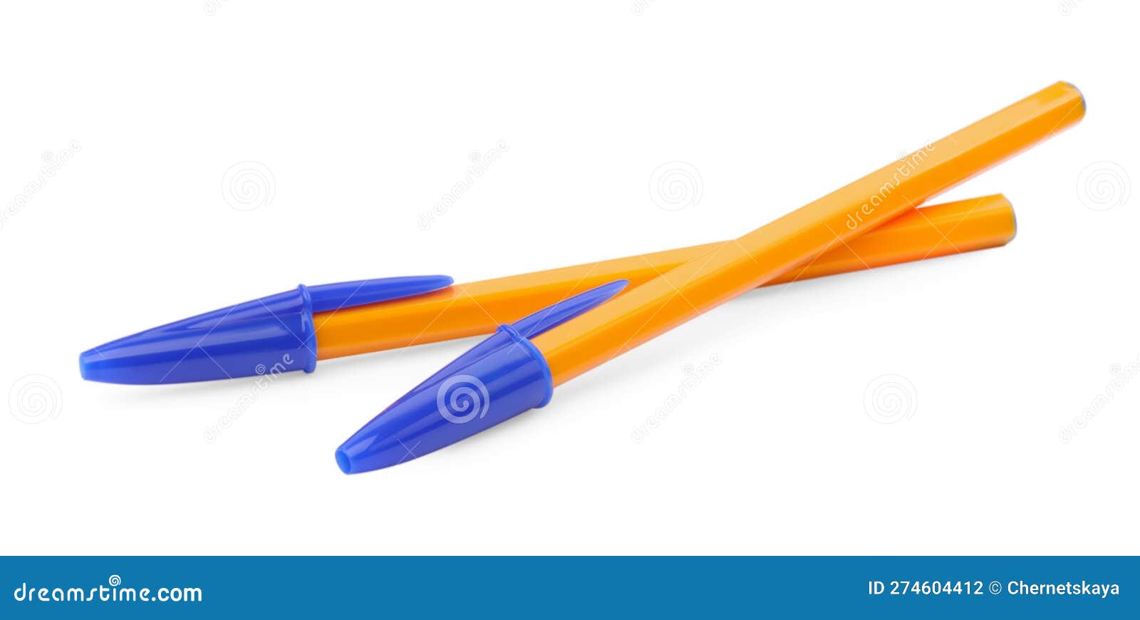 New Orange Plastic Pens Isolated on White Stock Photo - Image of orange ...