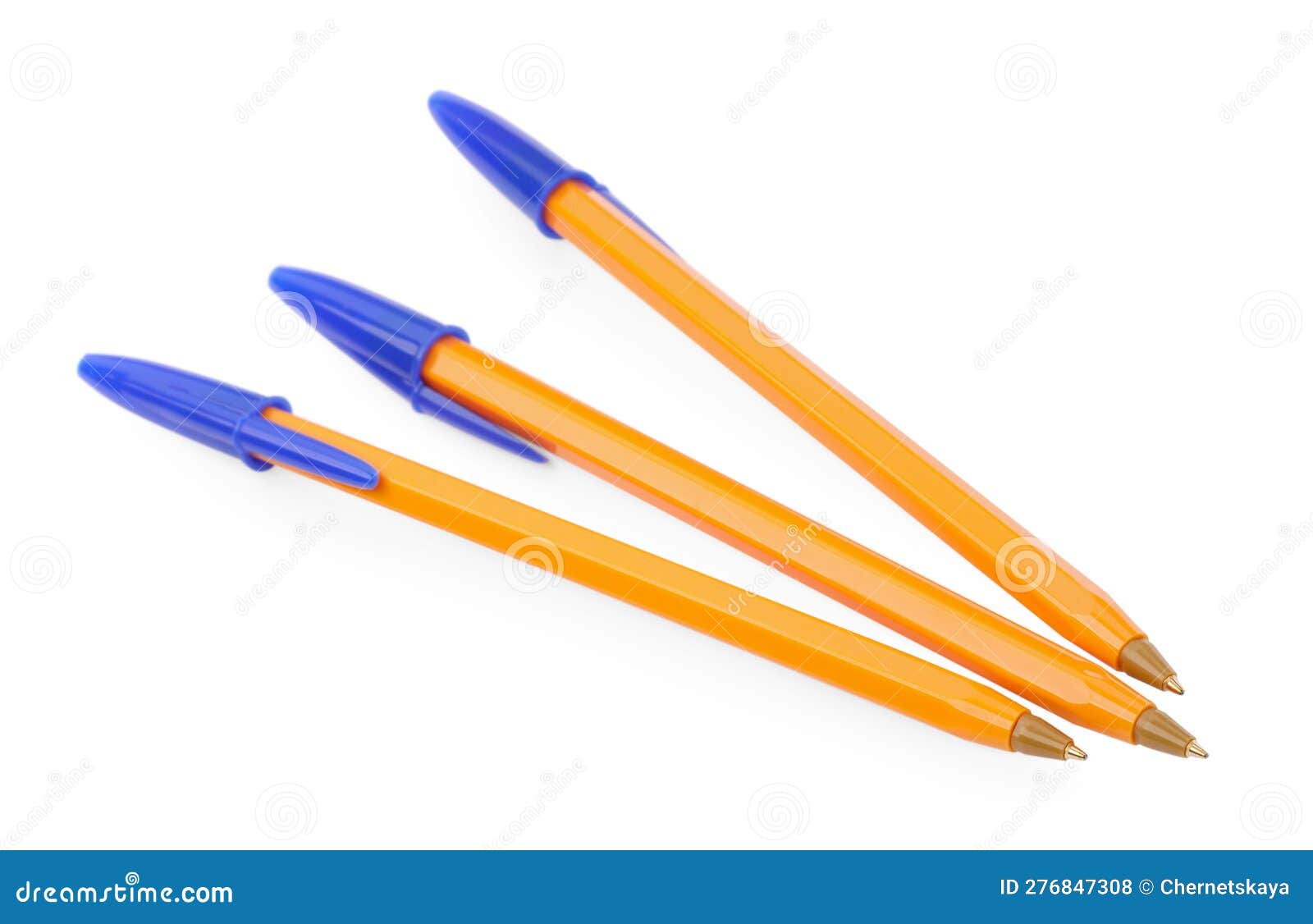 New Orange Plastic Pens Isolated Stock Photo - Image of element ...