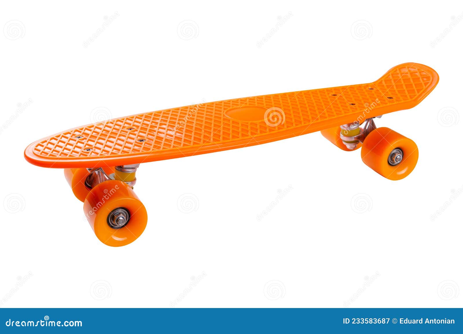 New Orange Plastic Skateboard on a White Background Stock Image - Image ...