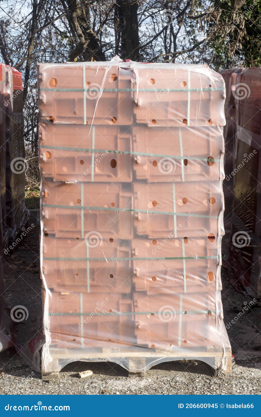 New Pallet with Ceramic Tiles for Roof Stock Image - Image of pile ...