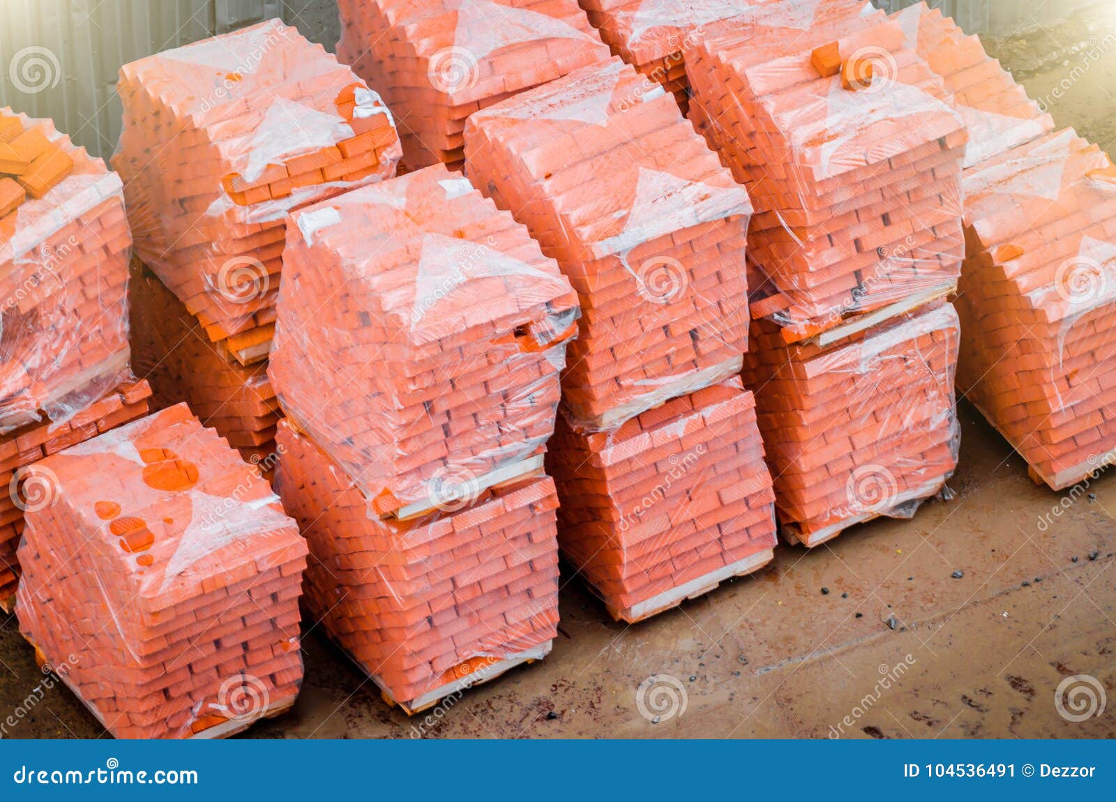 New Pallets with Red Brick at the Construction Site. Stock Image ...