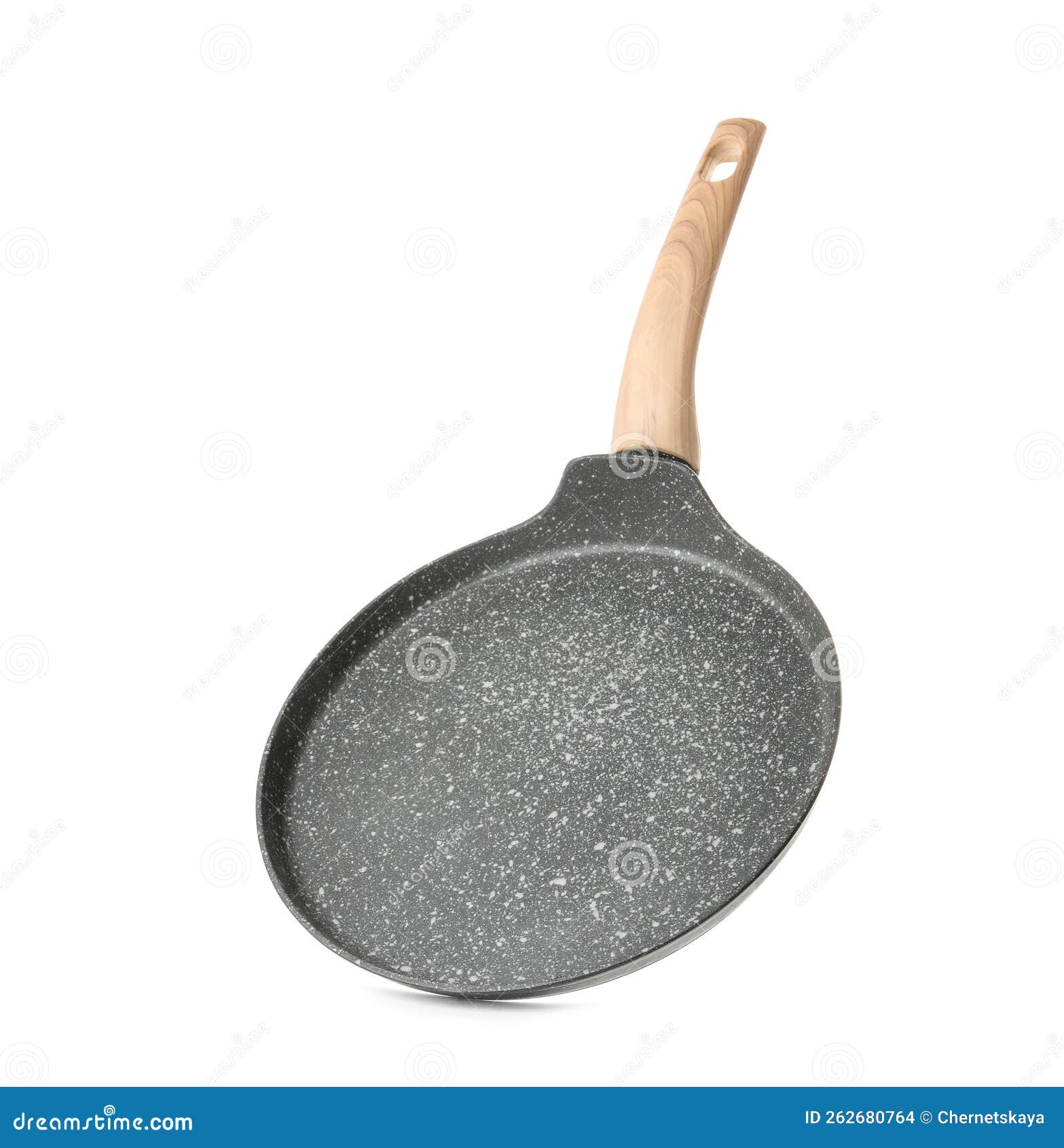 New Pancake Pan with Wooden Handle Isolated on White Background Stock ...
