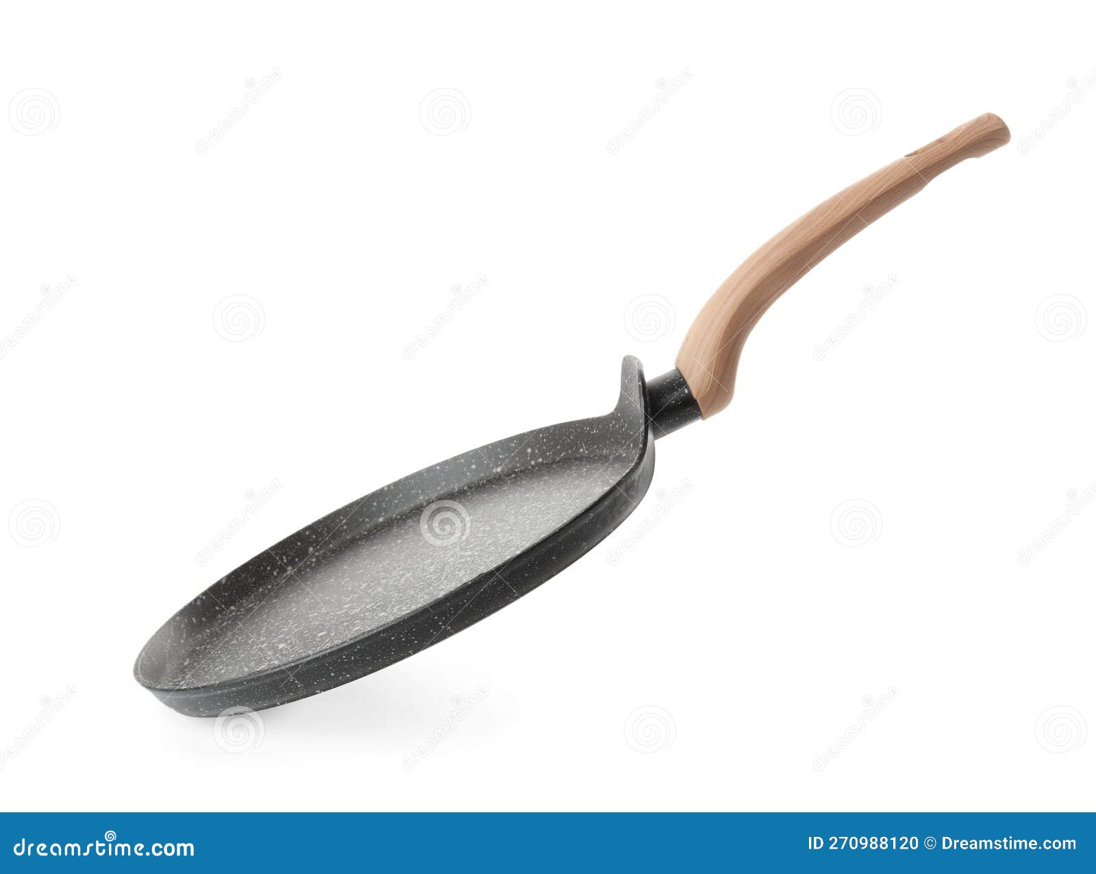 New Pancake Pan with Wooden Handle Isolated on White Background Stock ...