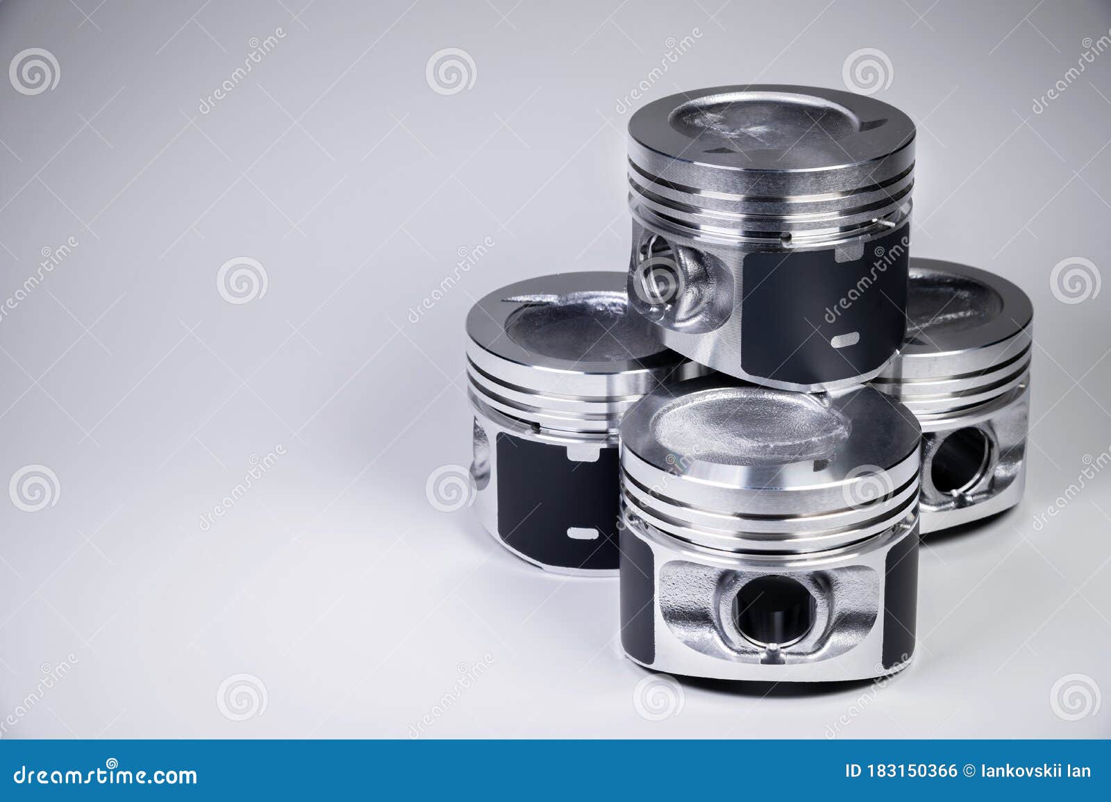 New Parts for the Internal Combustion Engine. Pistons on a Gray ...