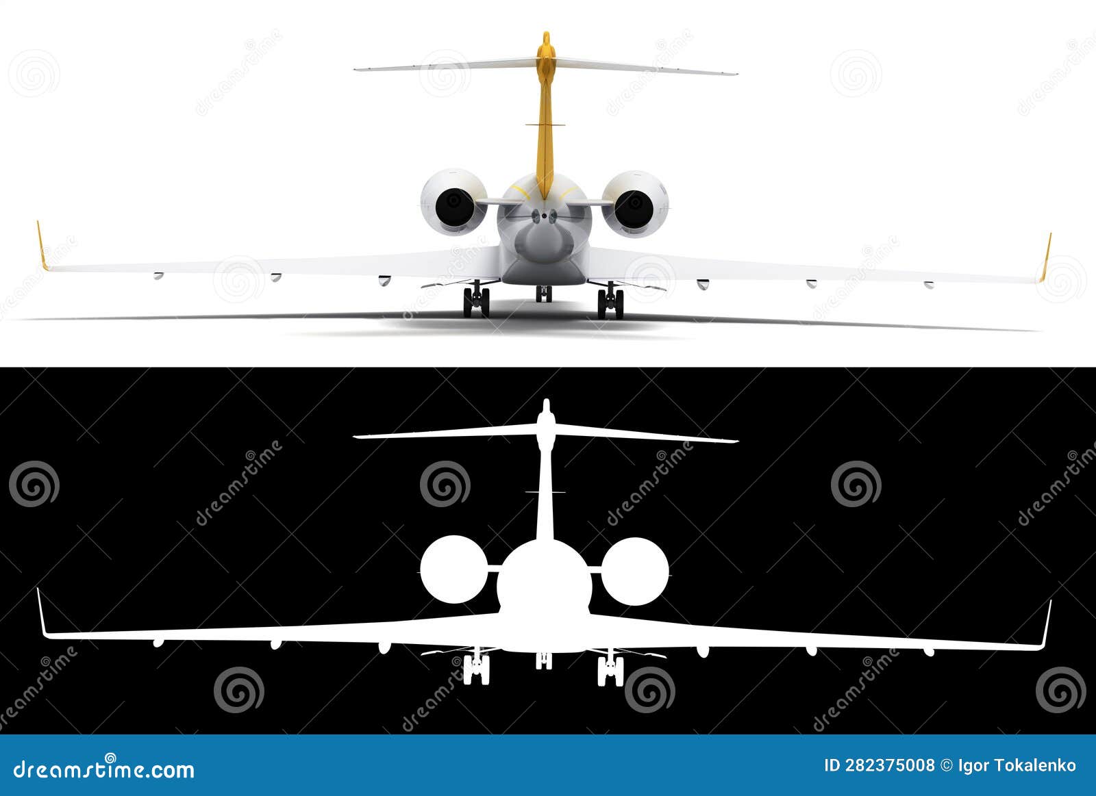 New Passenger Plane Back Side View Travel Concept 3d Render on White ...