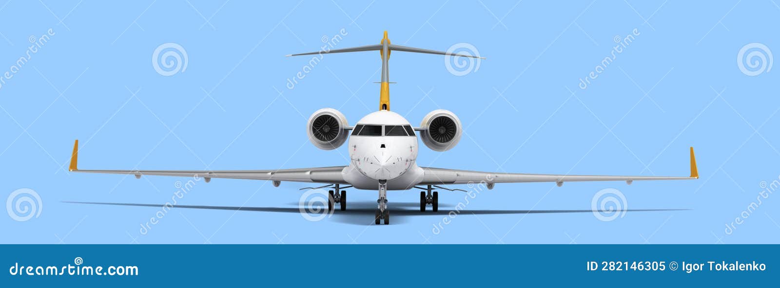 New Passenger Plane Front Side View Travel Concept 3d Render on Blue ...