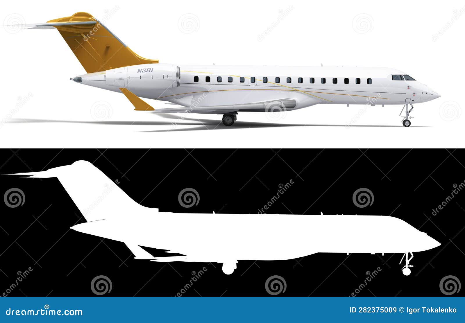 New Passenger Plane Right Side View Travel Concept 3d Render on White ...