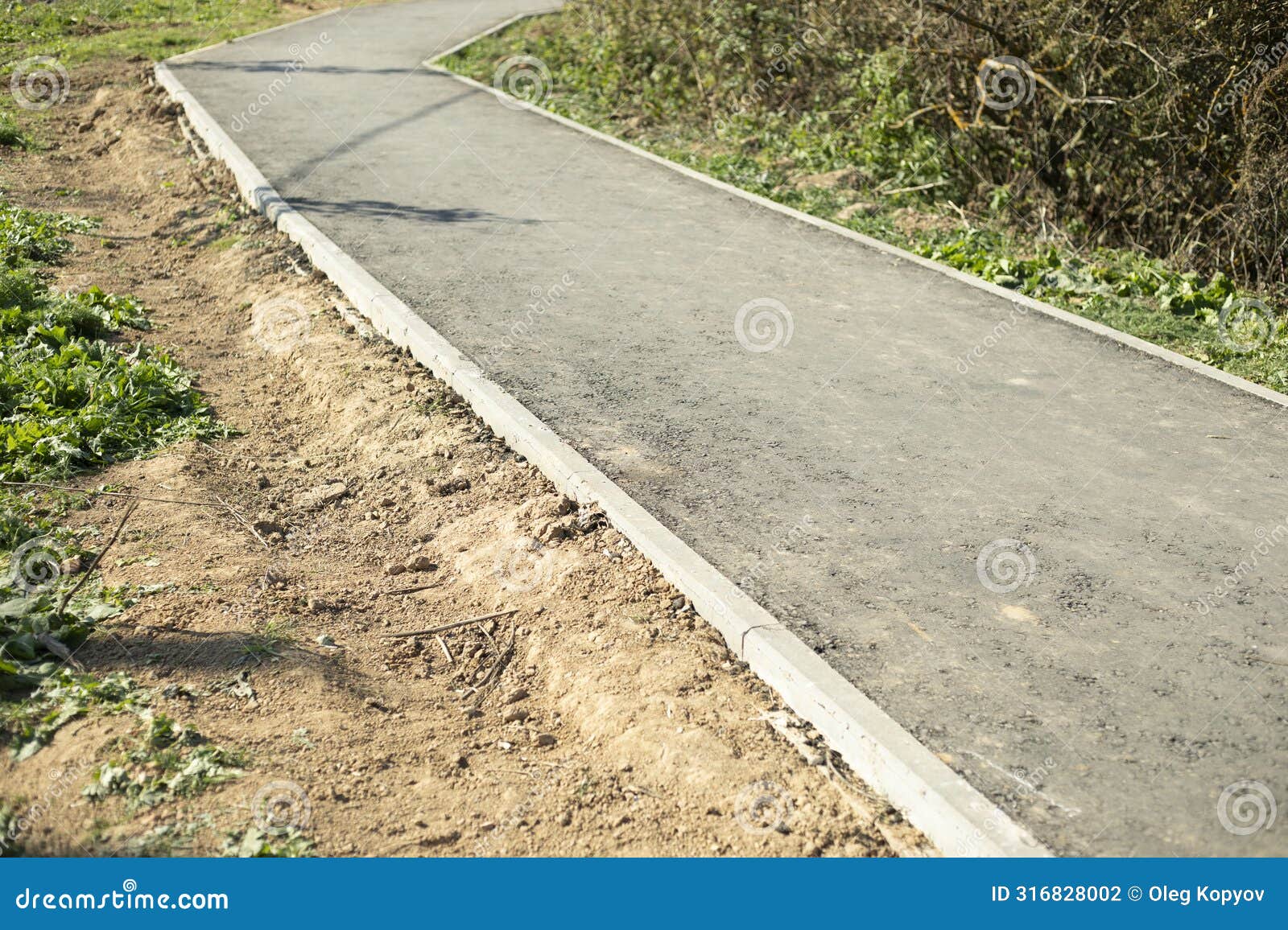 New Path in the Park. Asphalt Path. Empty Path Stock Photo - Image of ...