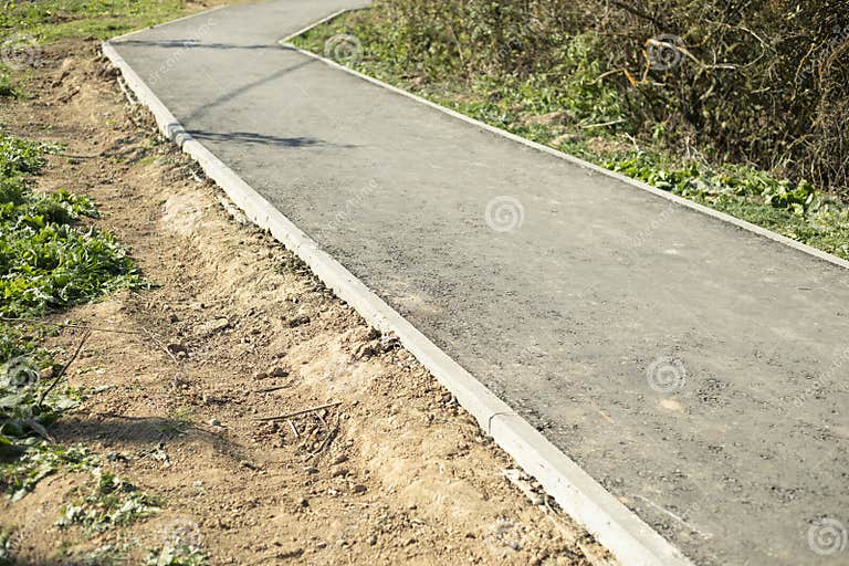 New Path in the Park. Asphalt Path. Empty Path Stock Photo - Image of ...