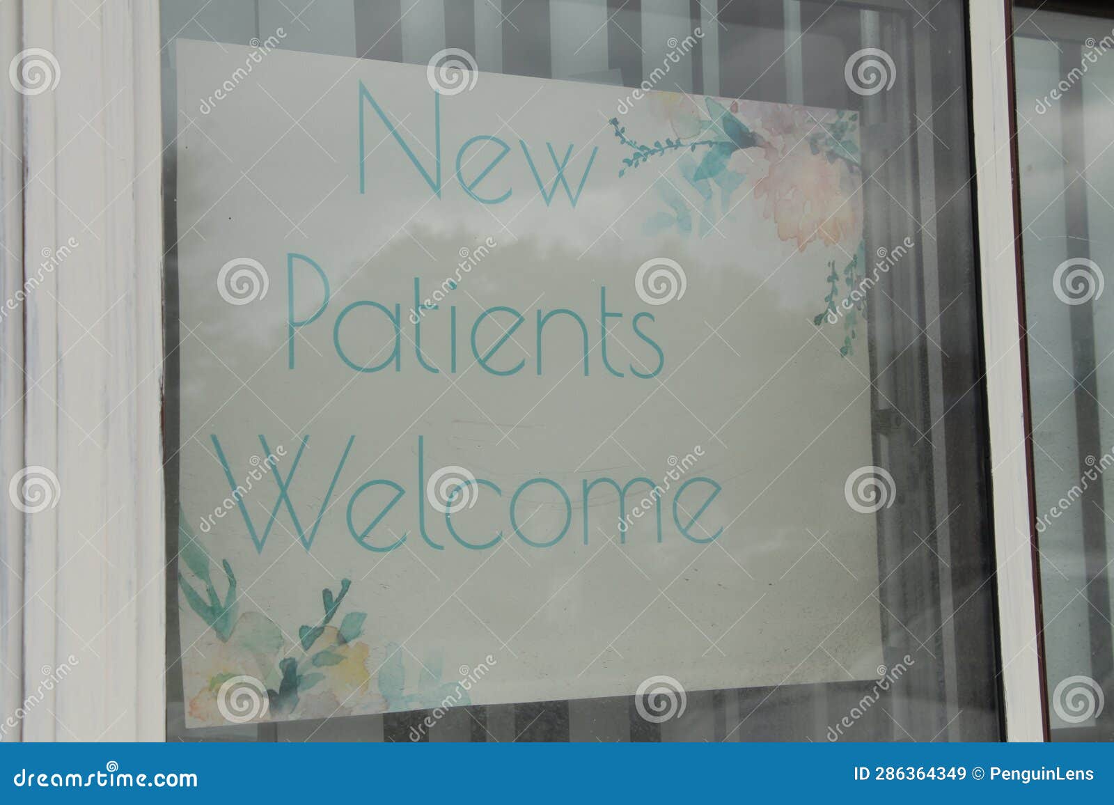 New Patients Welcome Writing Caption Text Sign Inside Window , Green ...