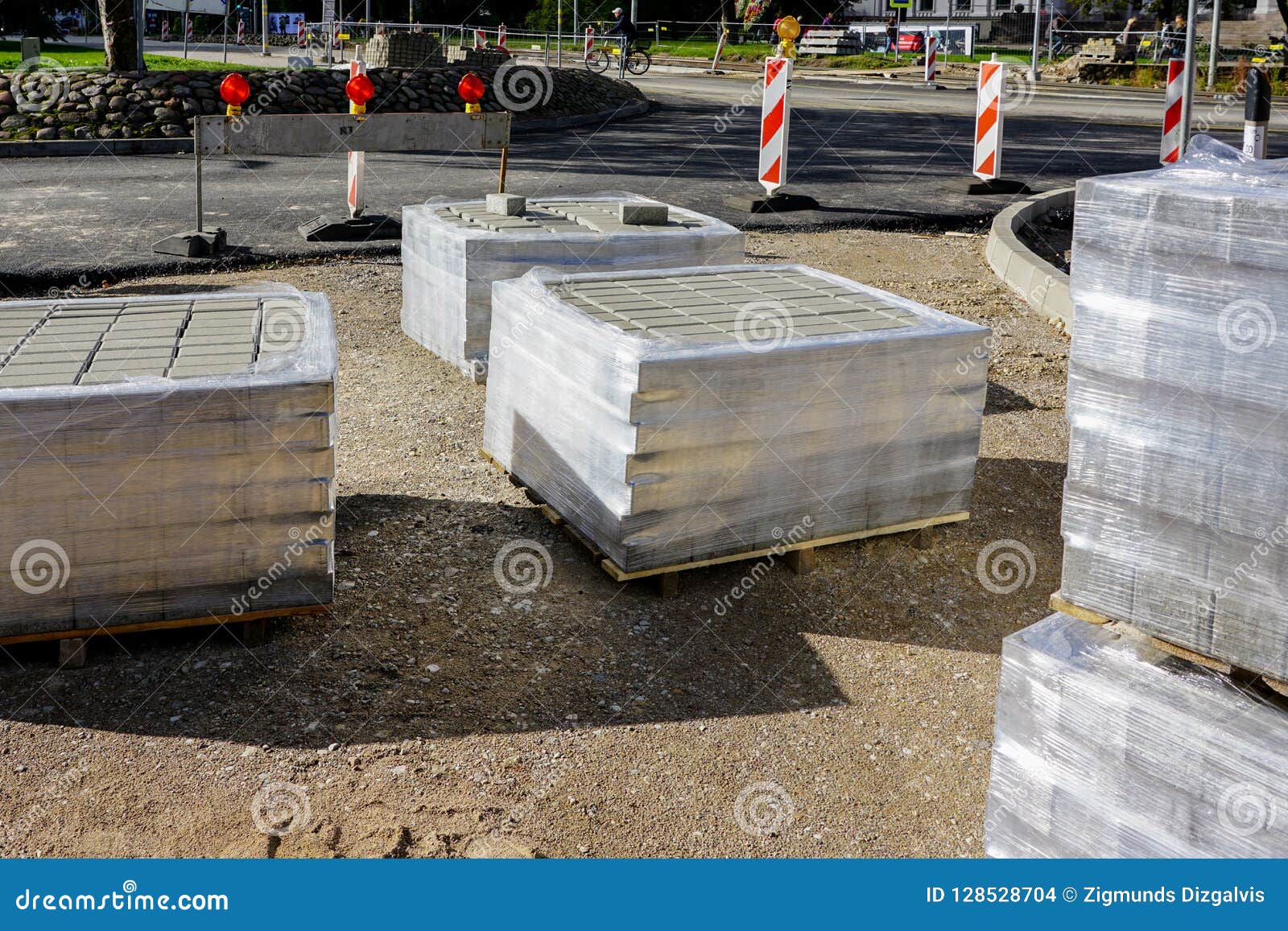 New Pavement Making with Stone Blocks in City Stock Photo - Image of ...