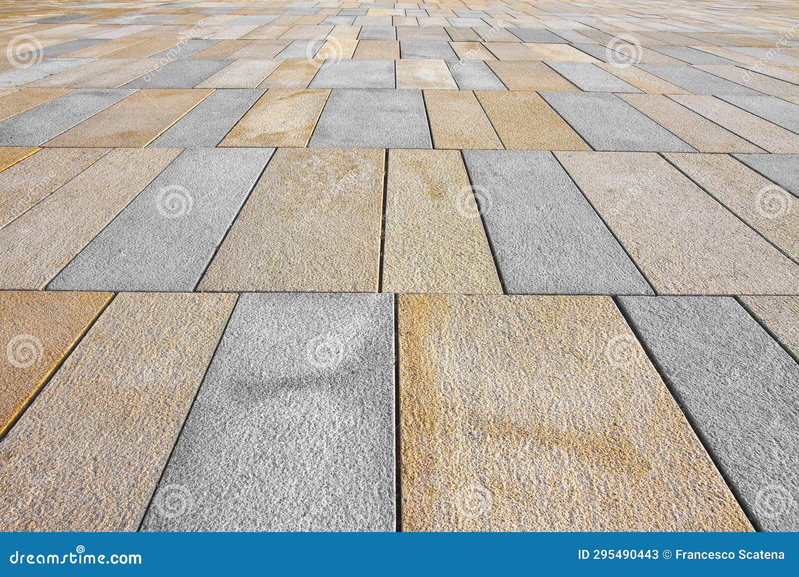 New Paving Made with Stone Blocks of Rectangular Shape in a Pedestrian ...