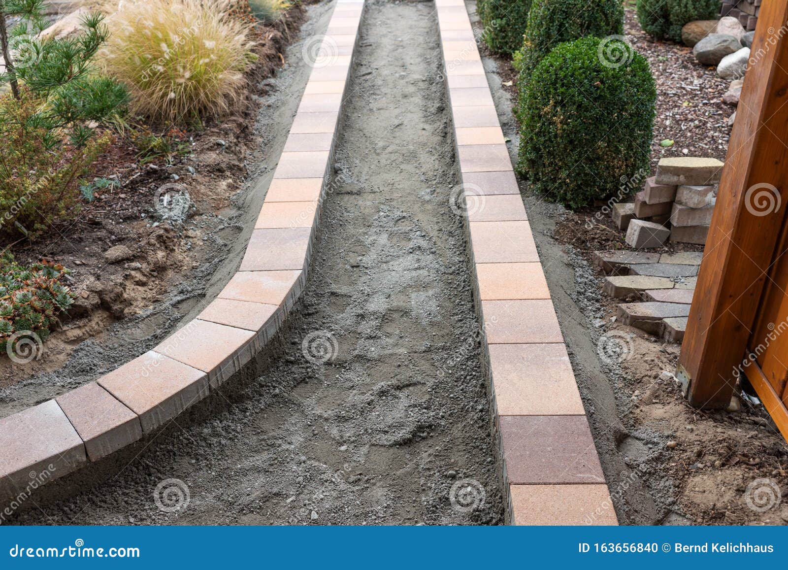 New Paving Stones for the Footpath Stock Photo - Image of cement ...