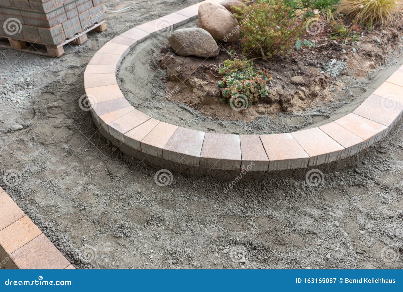 New Paving Stones Half Round Installed Stock Image - Image of round ...
