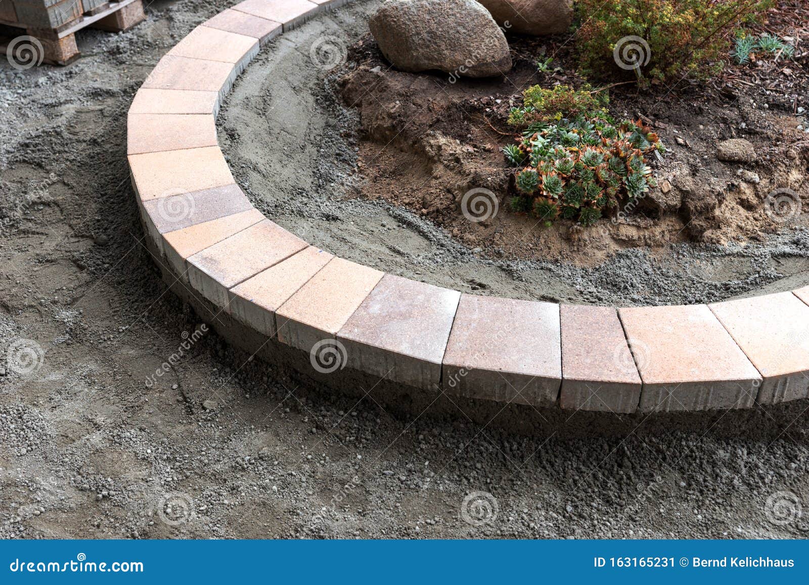 New Paving Stones Half Round Installed Stock Image - Image of outdoors ...