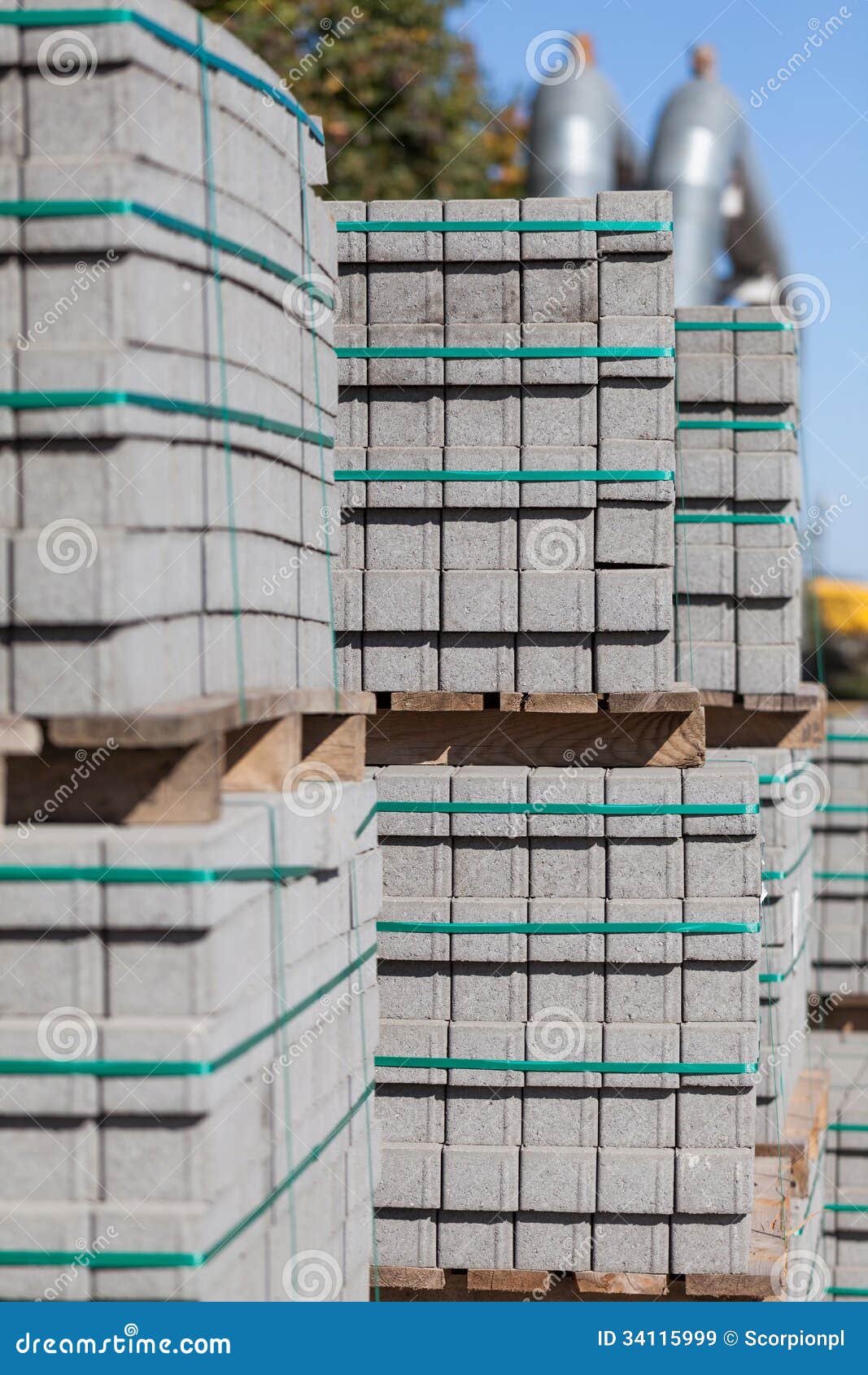 New Paving Stones on Pallets Stock Image - Image of solid, background ...