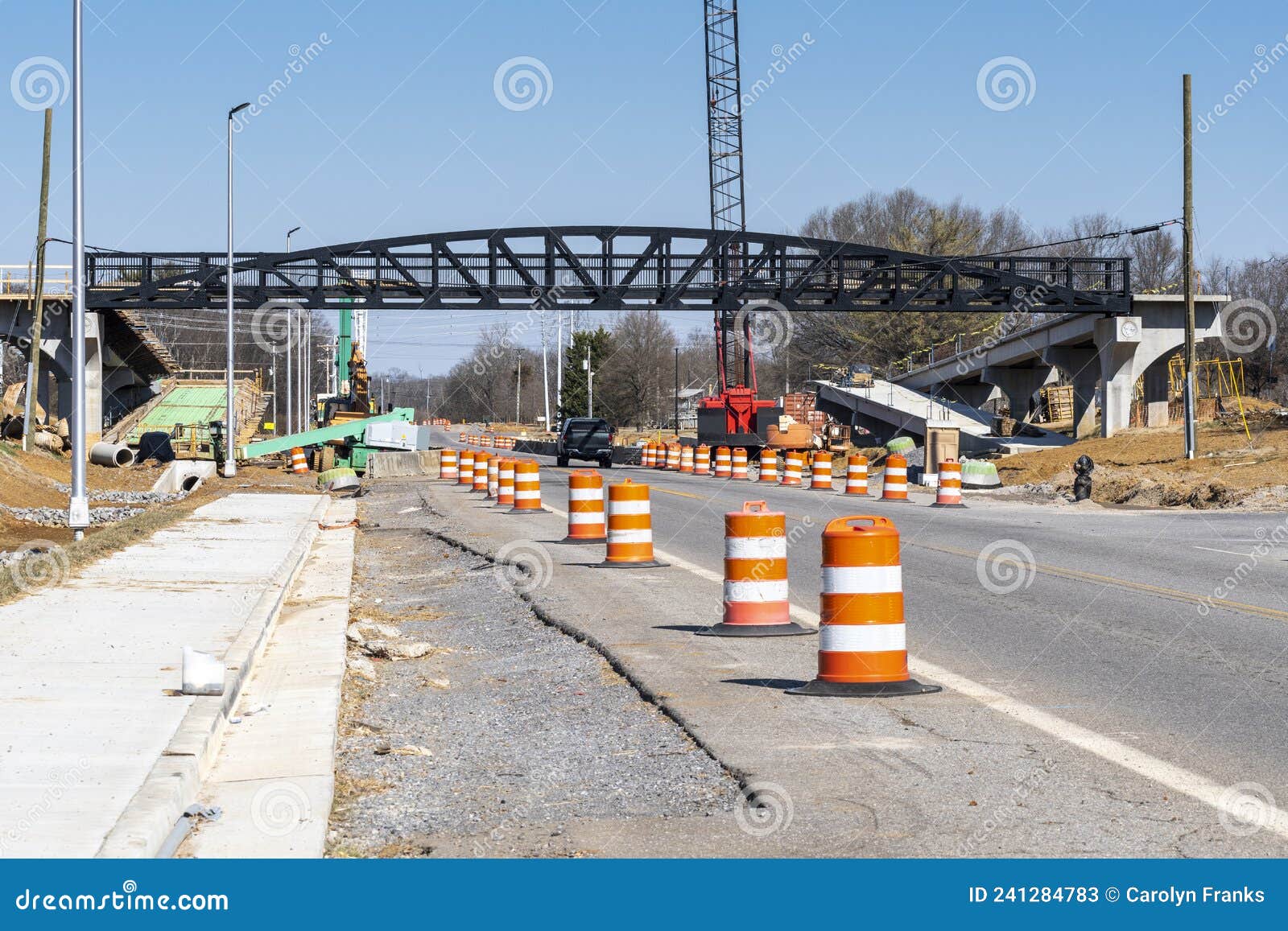 New Pedestrian Bridge Under Construction Stock Image - Image of road ...