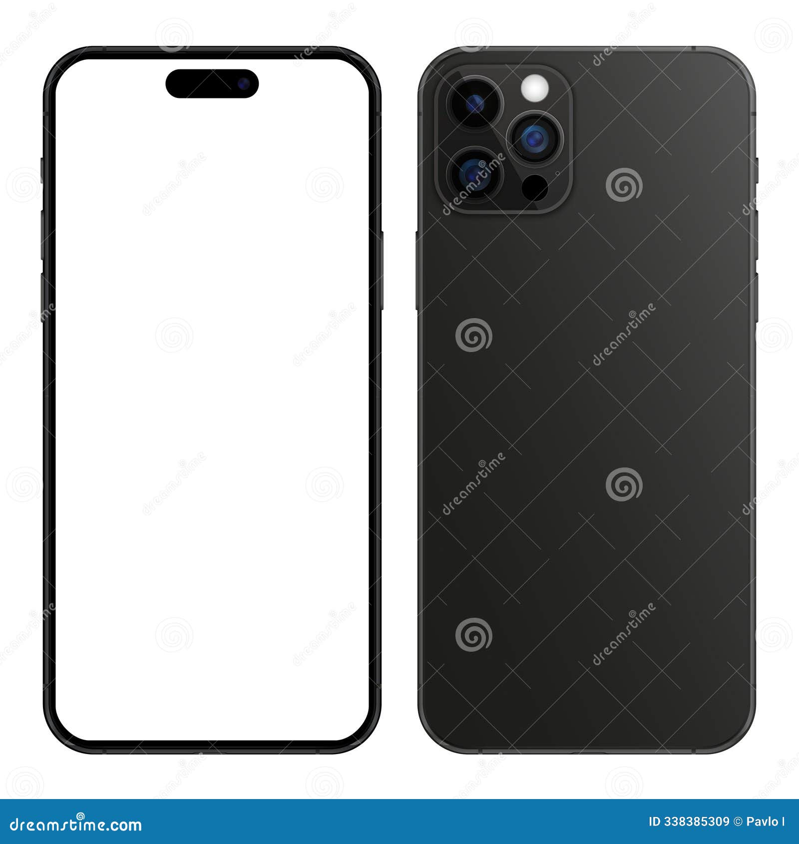 New Phone in Black Color Mockup, Phone Mockup in Front and Back Side ...