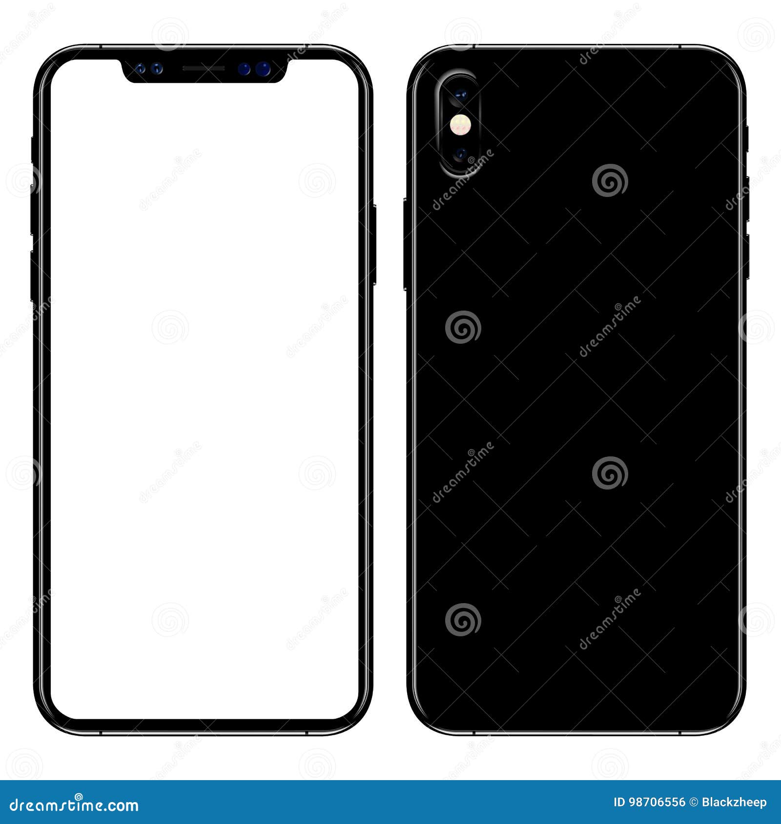 New Phone Front and Black Vector Drawing Eps10 Format Isolated on White ...