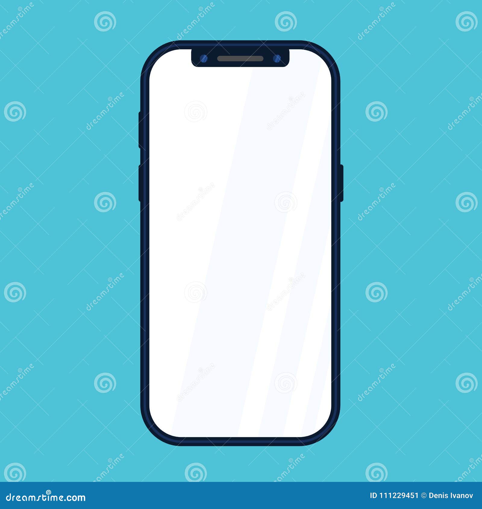 New Phone Front Side Vector Drawing Eps10 Format Isolated on Blu Stock ...