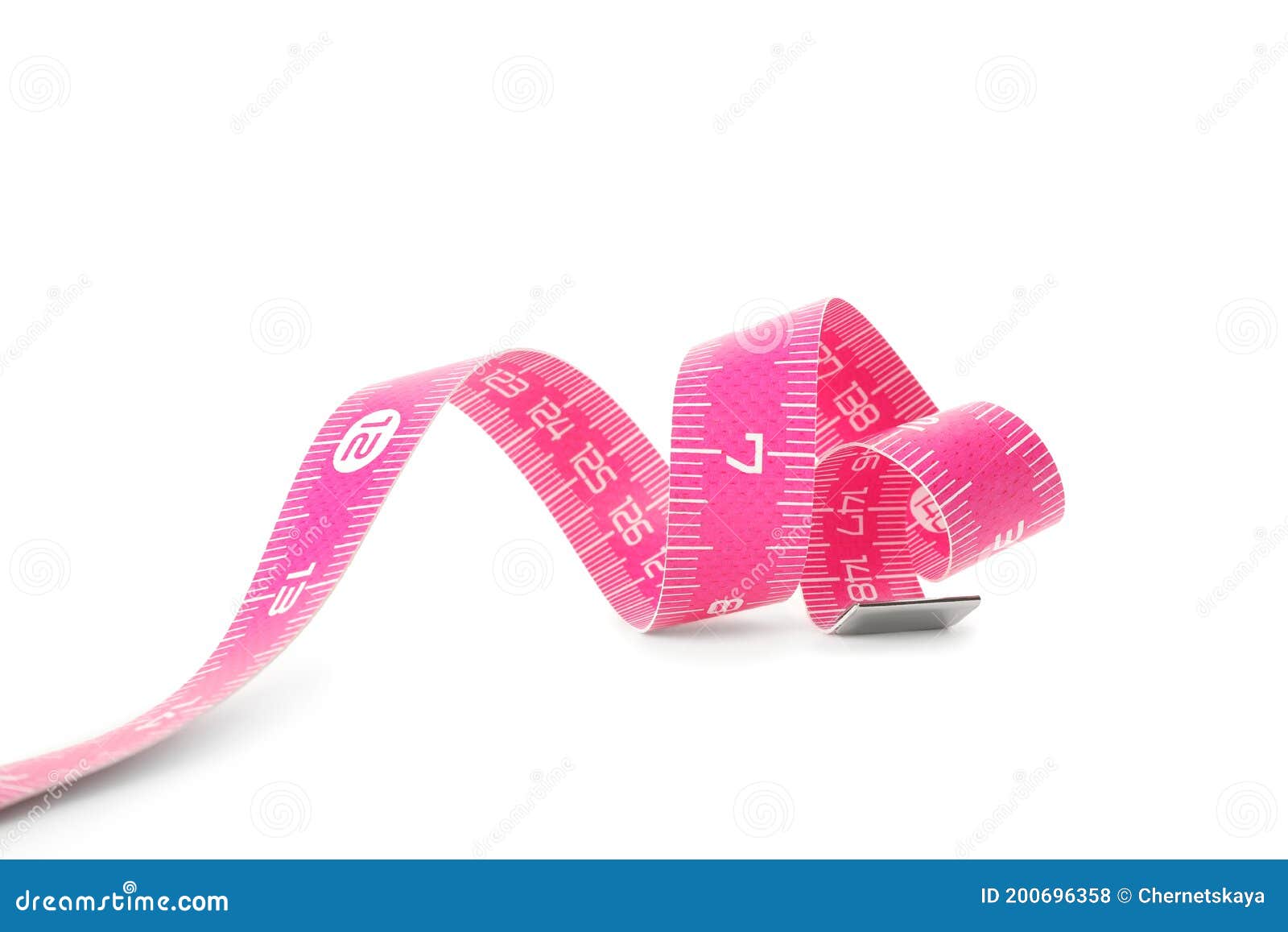 New Pink Measuring Tape Isolated on White Stock Photo - Image of ...