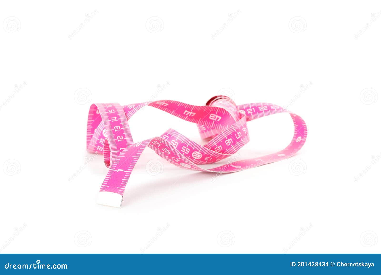 New Pink Measuring Tape Isolated on White Stock Photo - Image of curved ...