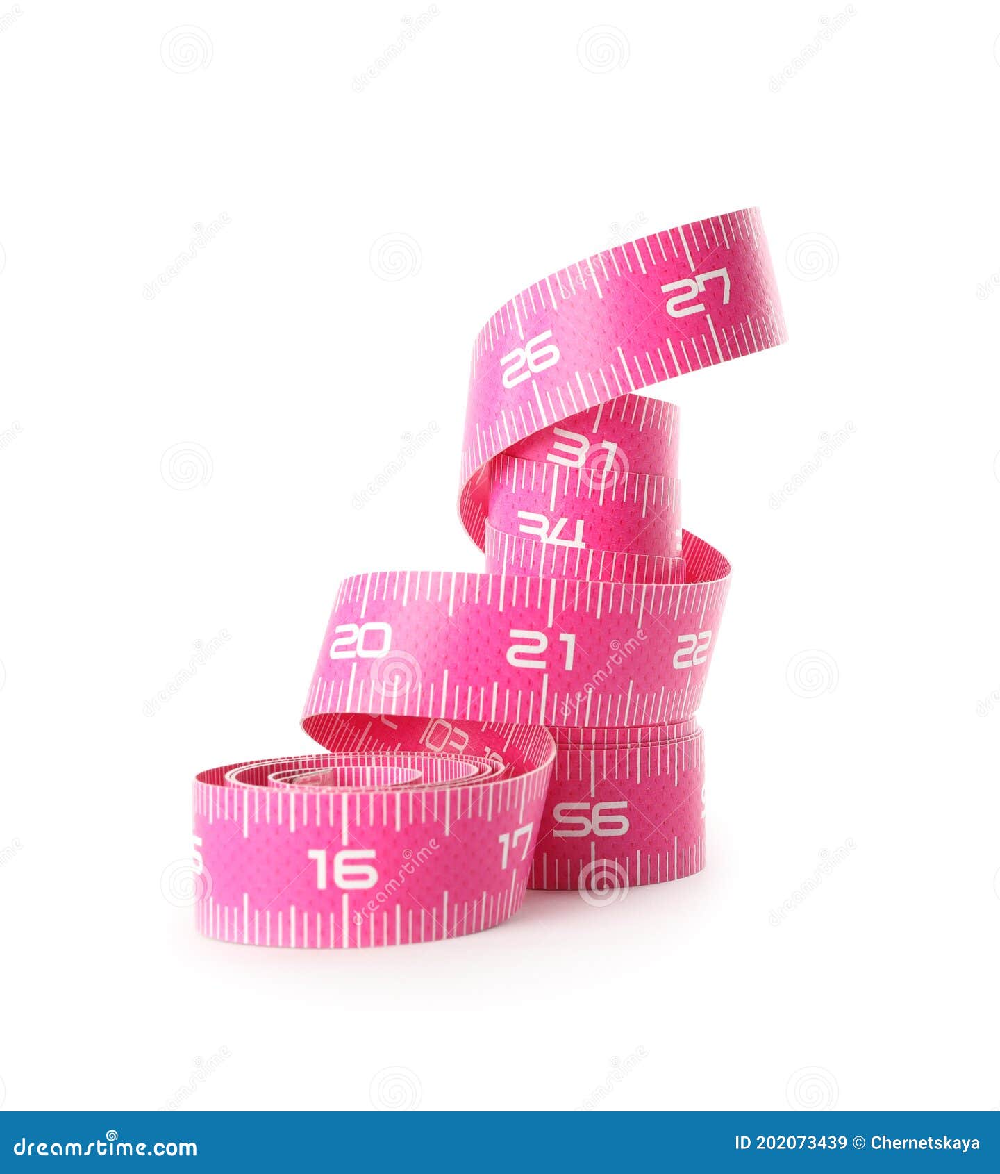 New Pink Measuring Tape Isolated on White Stock Image - Image of ...