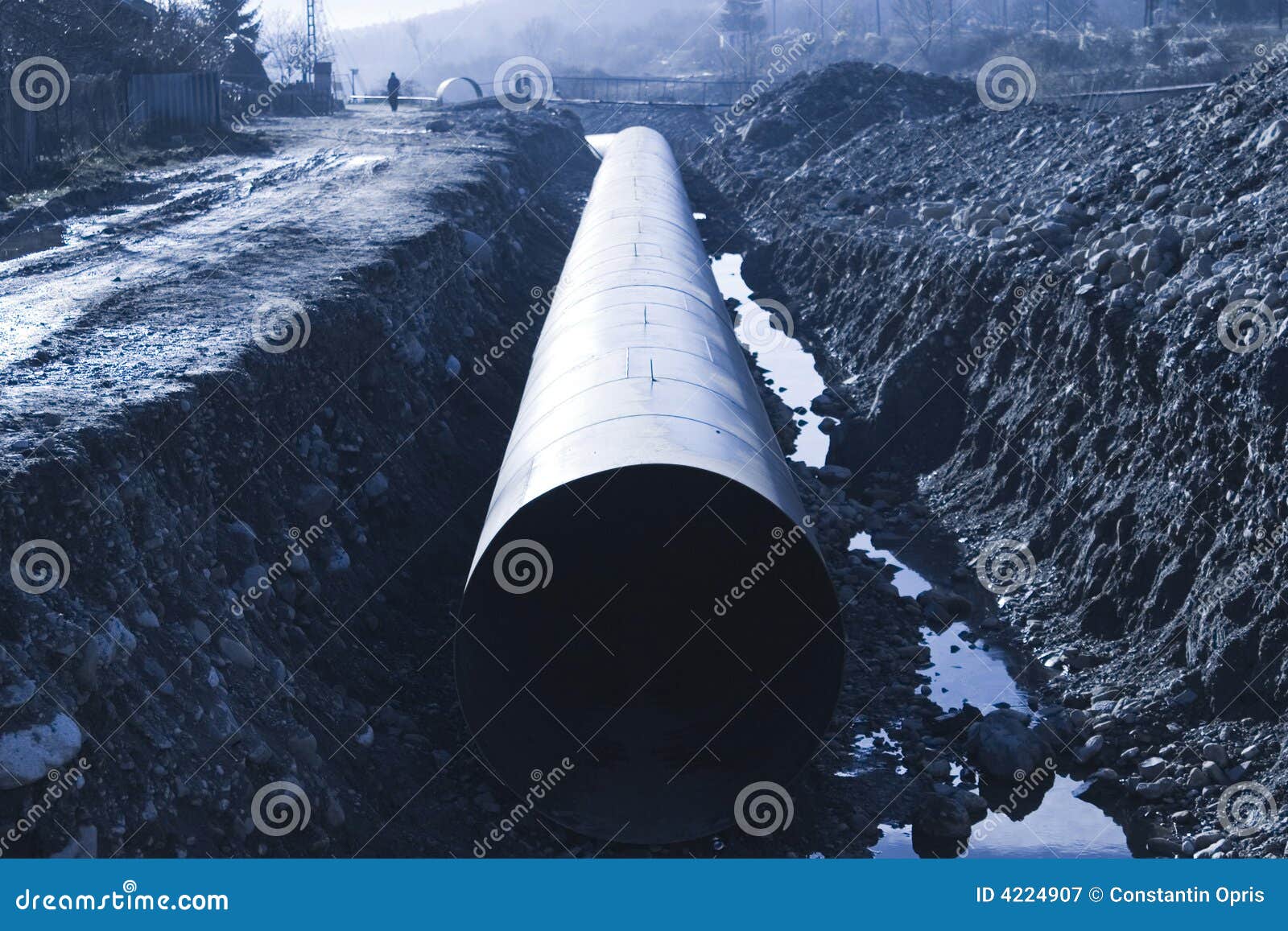 New pipeline stock image. Image of ditch, installation - 4224907