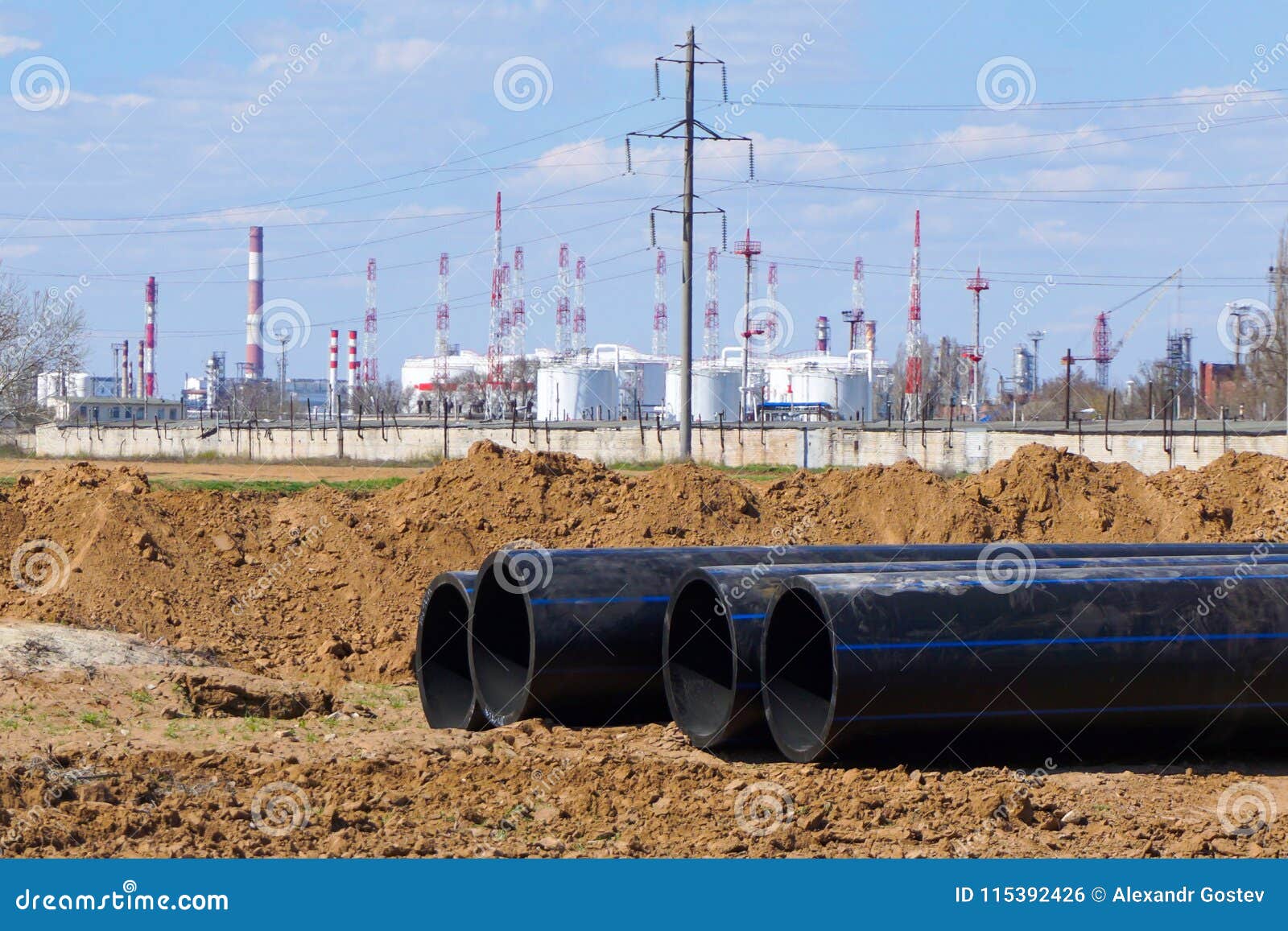 The New Propylene Pipeline DN 350 And DN 500 Prepared For Laying In A ...