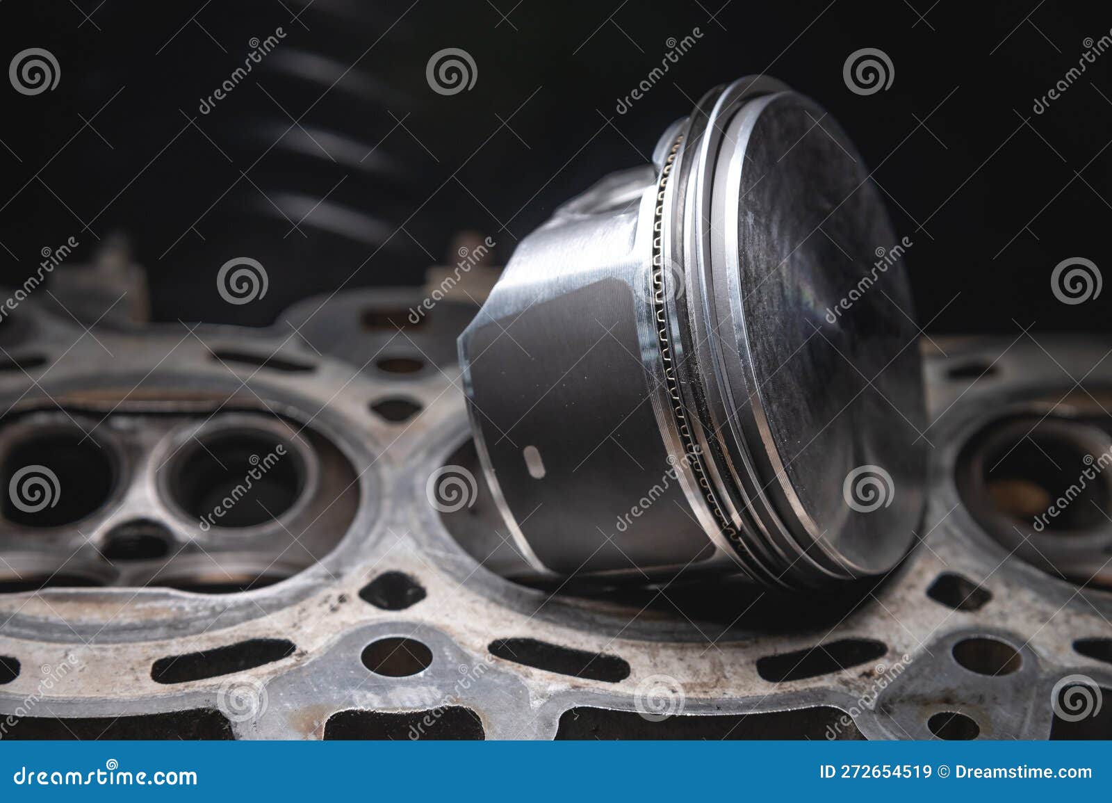 The New Piston Lies on the Cylinder Head of the Engine Stock Image ...