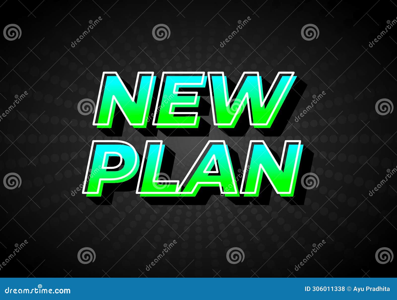 New Plan. Text Effect in Gradient Green Blue Color, 3D Look. Dark ...