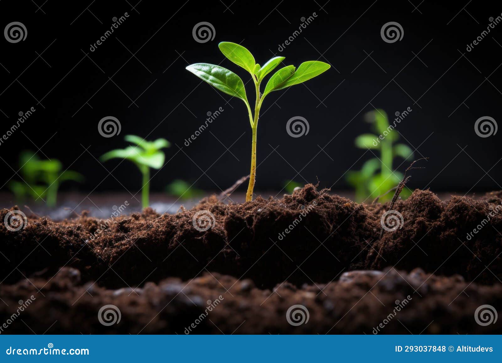 New Plant Growth Sprouting from Soil Stock Photo - Image of green ...