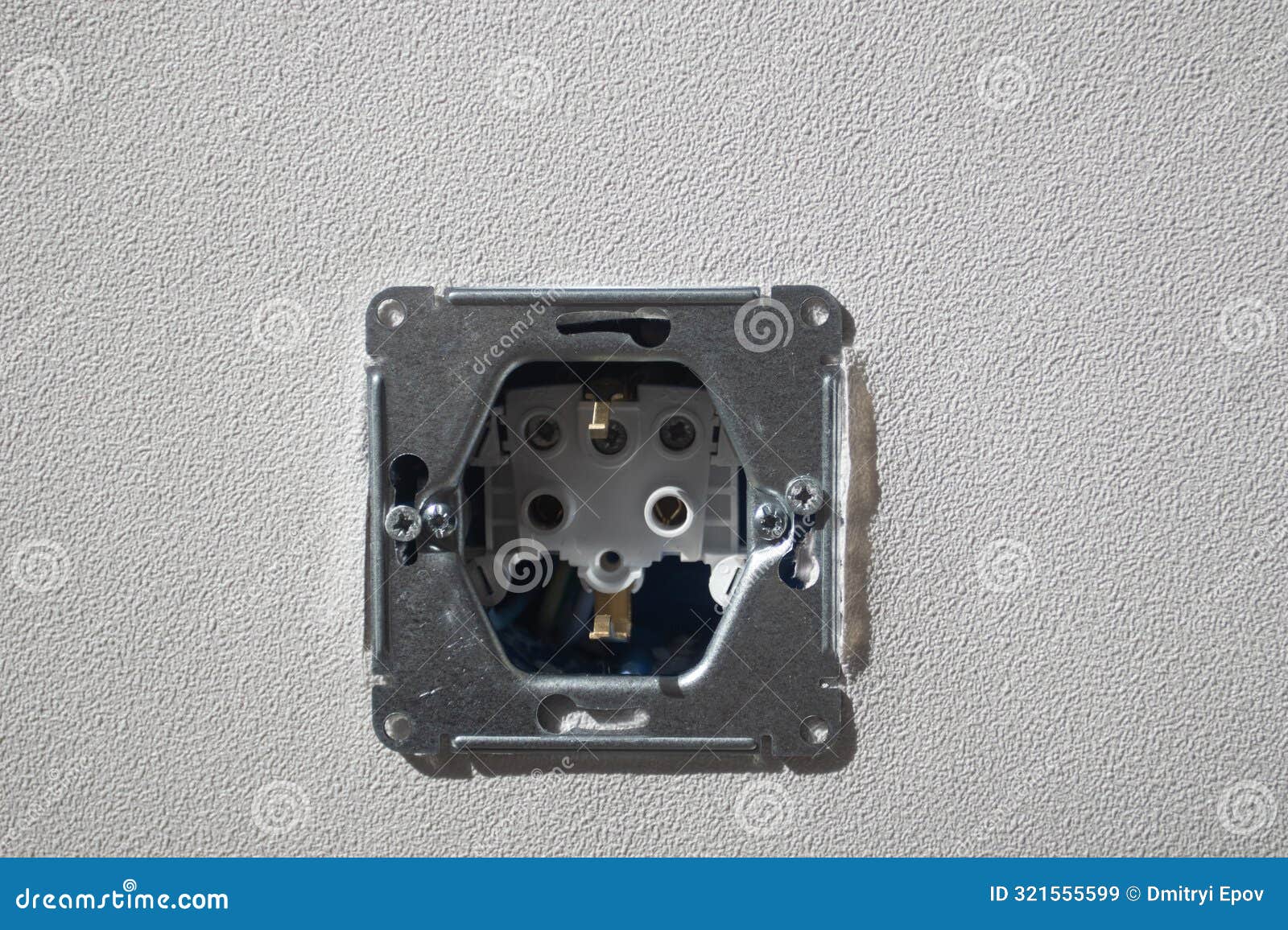 New Plaster Board Wall with Socket Box and Wires for Outlet or Switch ...