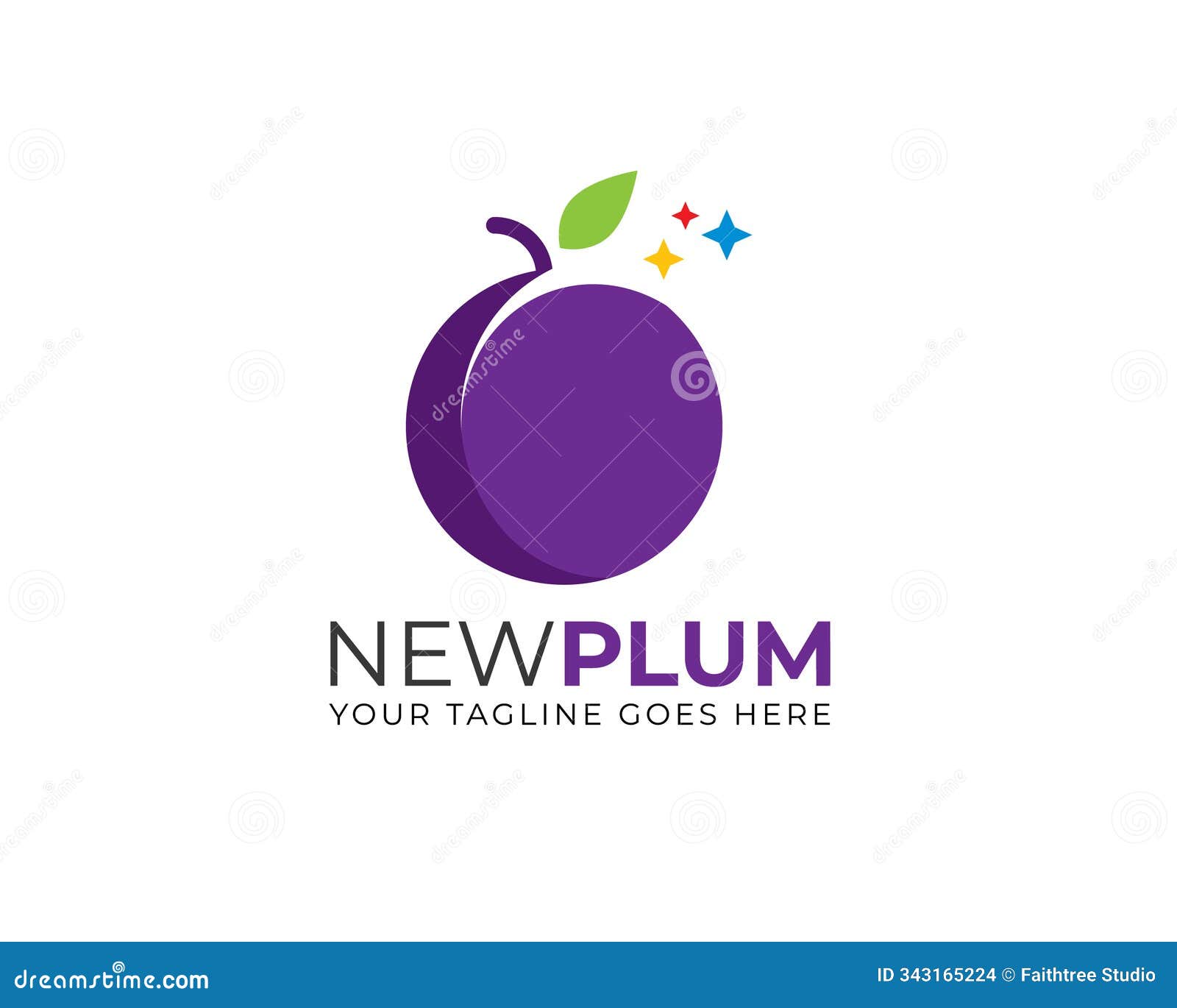 New Plum Logo with Colorful Sparkle Star Stock Vector - Illustration of ...