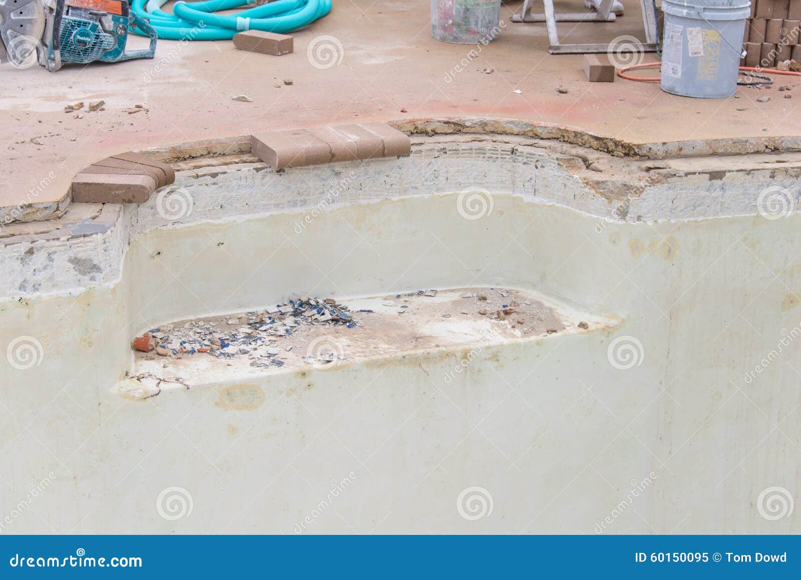 New Pool Brick Coping Work and Repair Stock Image - Image of niche ...
