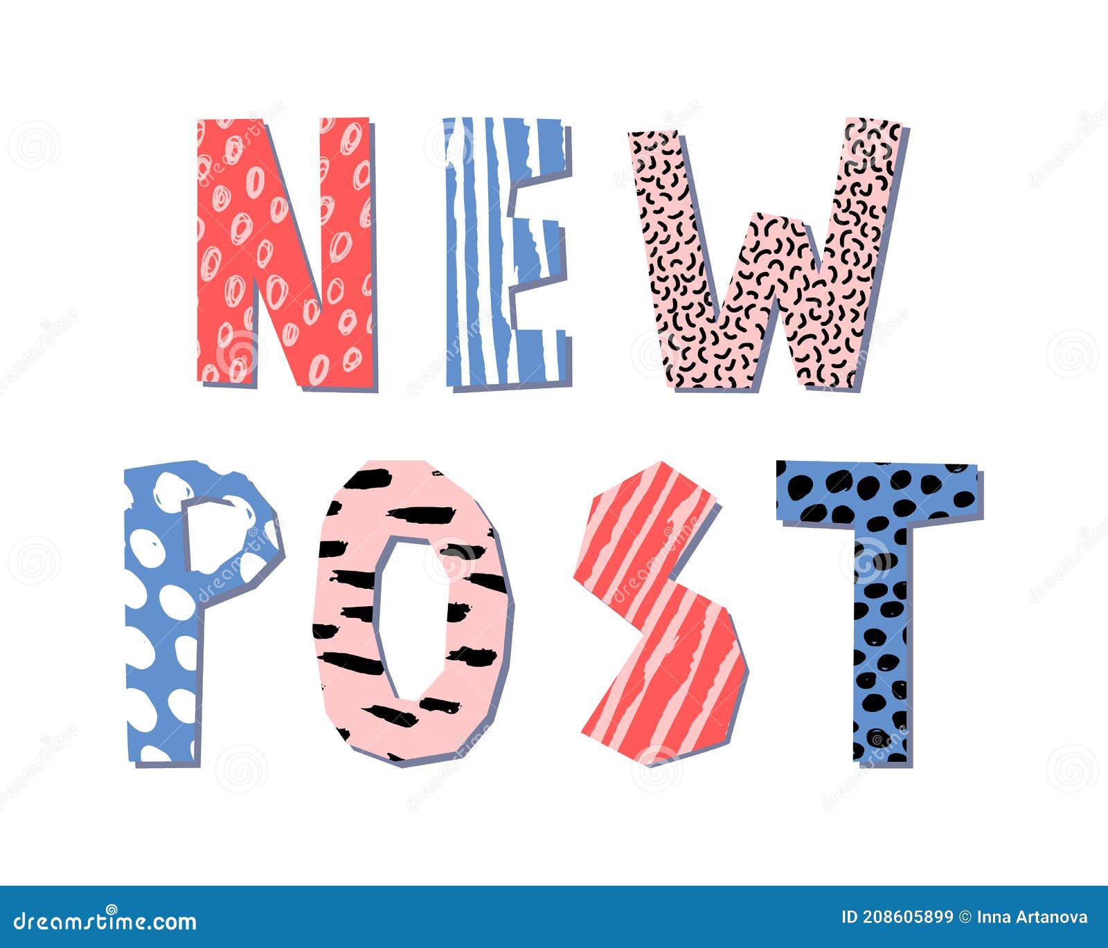 New Post Hand Drawn Lettering. Vector Illustration. Stock Vector ...