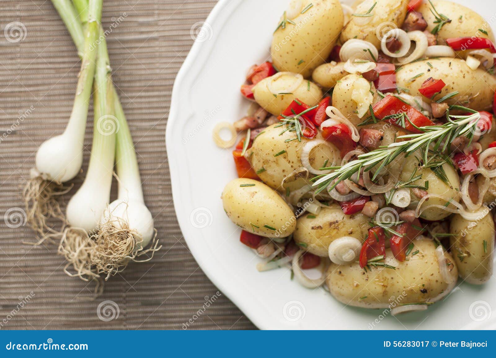 New Potatoes Salad with Spring Onions Stock Image - Image of natural ...