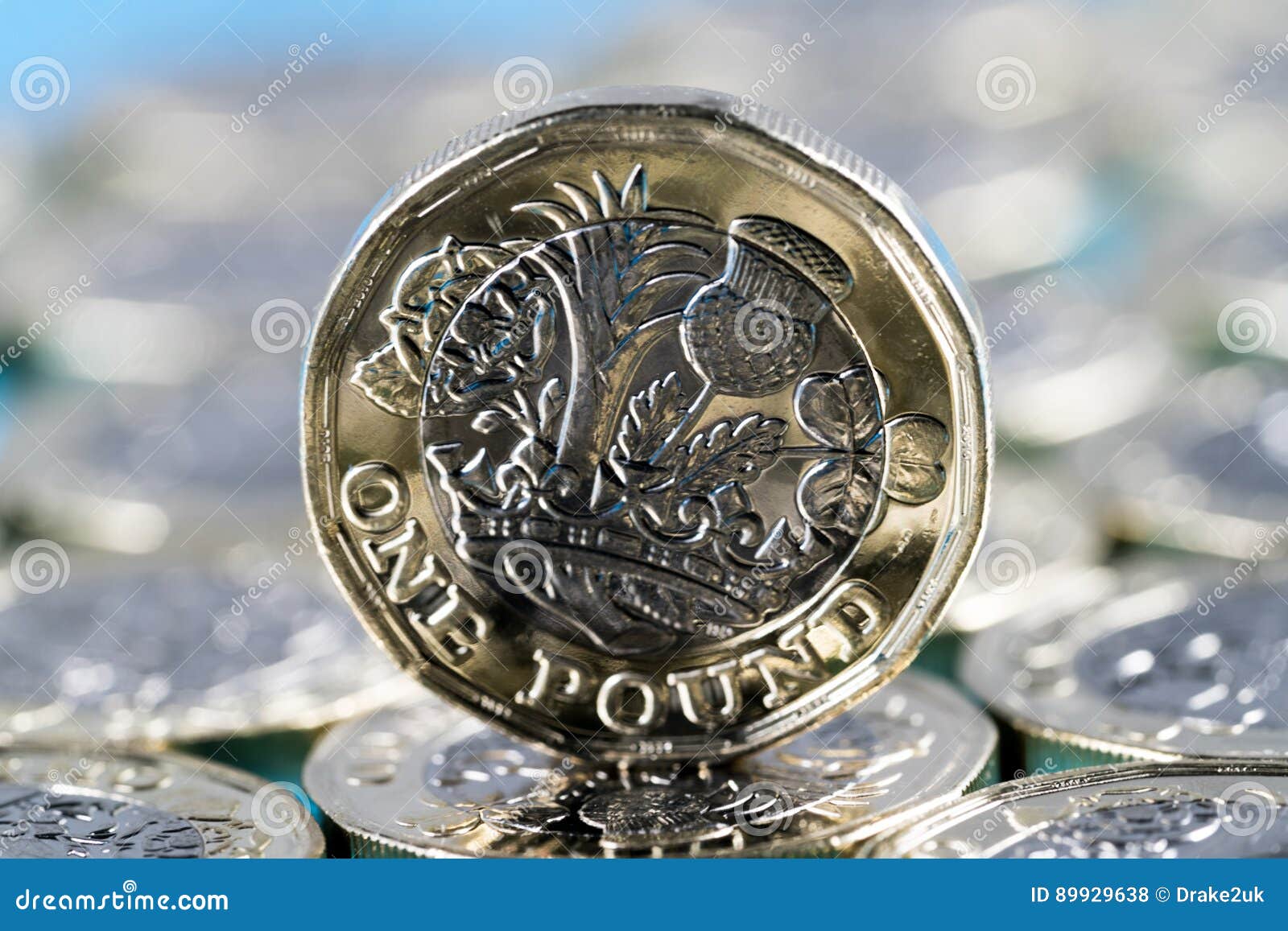 New Pound Coin Introduced in the UK in 2017, Front, Standing on a Layer ...