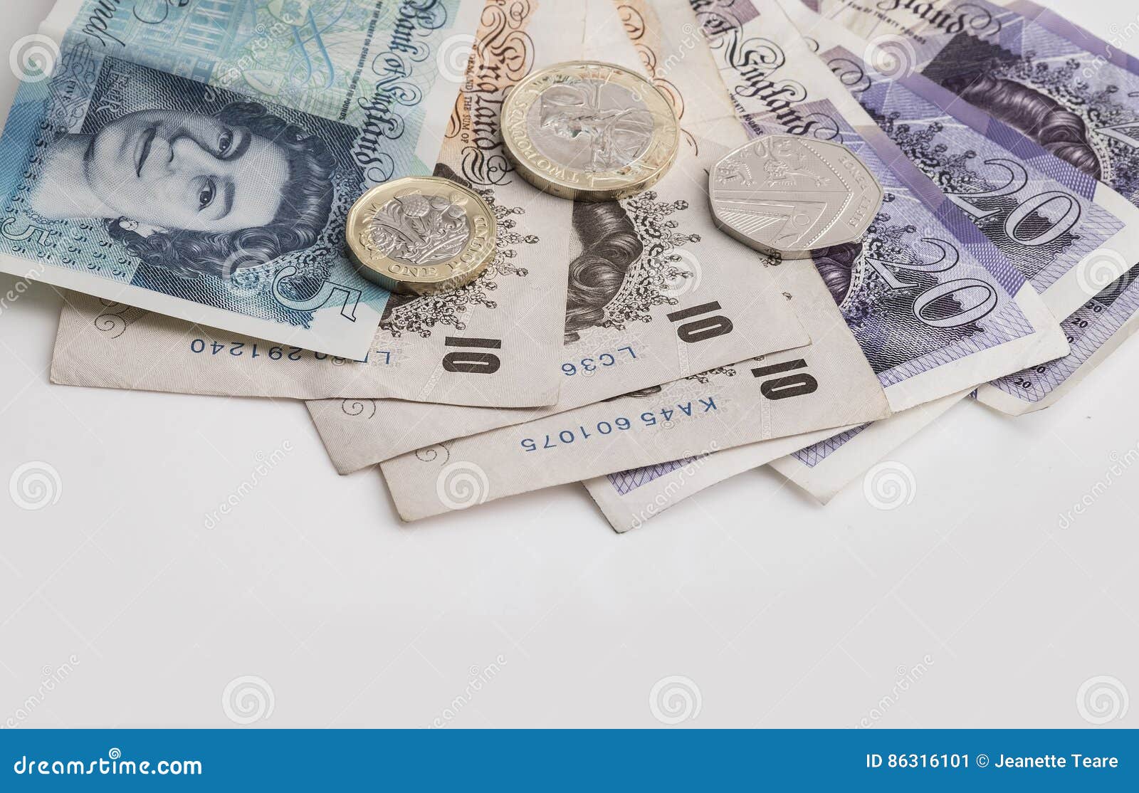 New English Pound Coin with British Banknotes Editorial Photo - Image ...