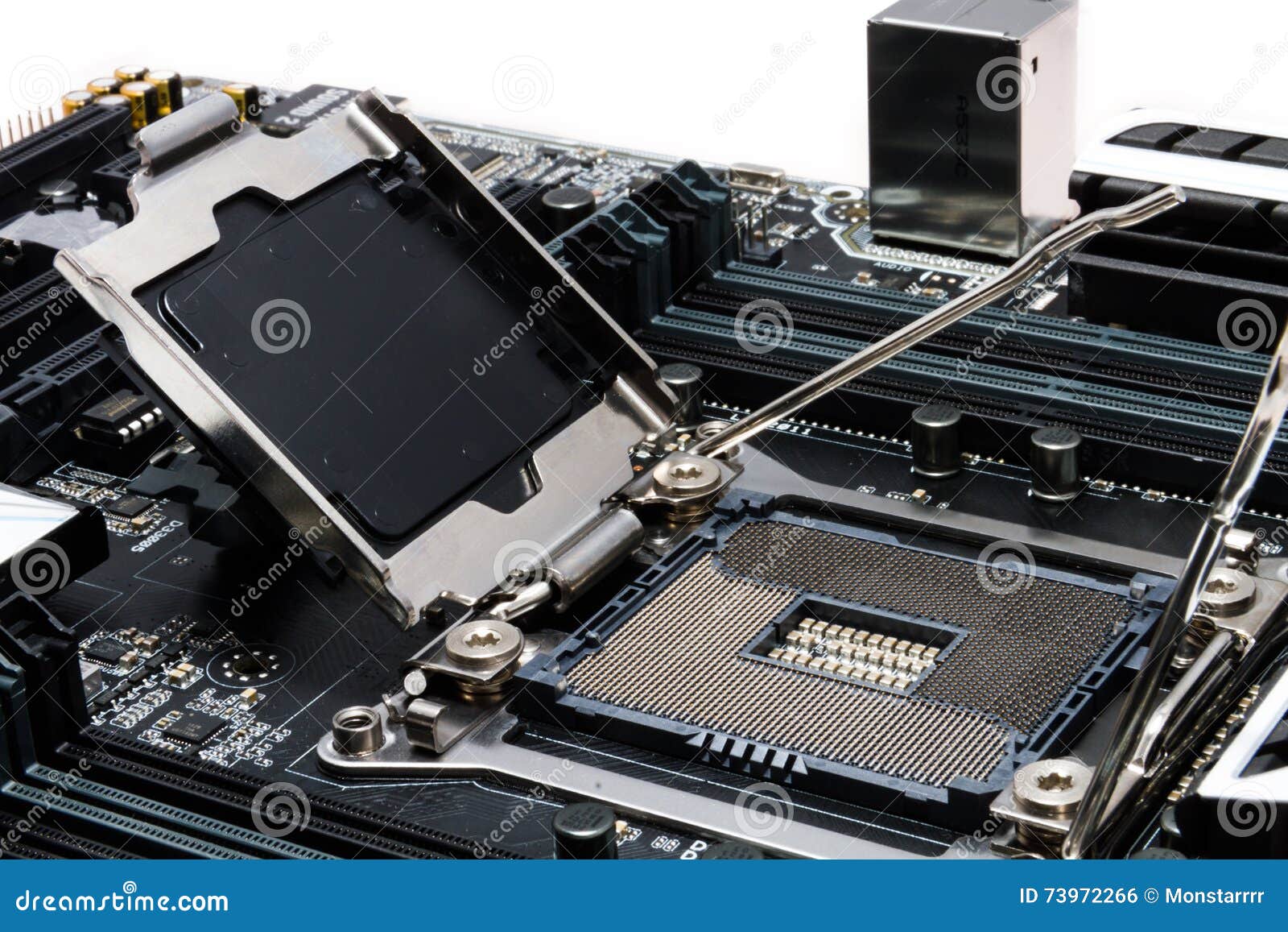 New Powerful Motherboard with a Focus on the Socket Stock Photo - Image ...