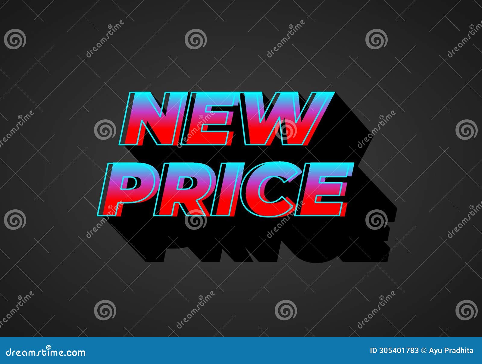 New Price. Text Effect in 3D Look. Gradient Blue Red Color. Dark ...