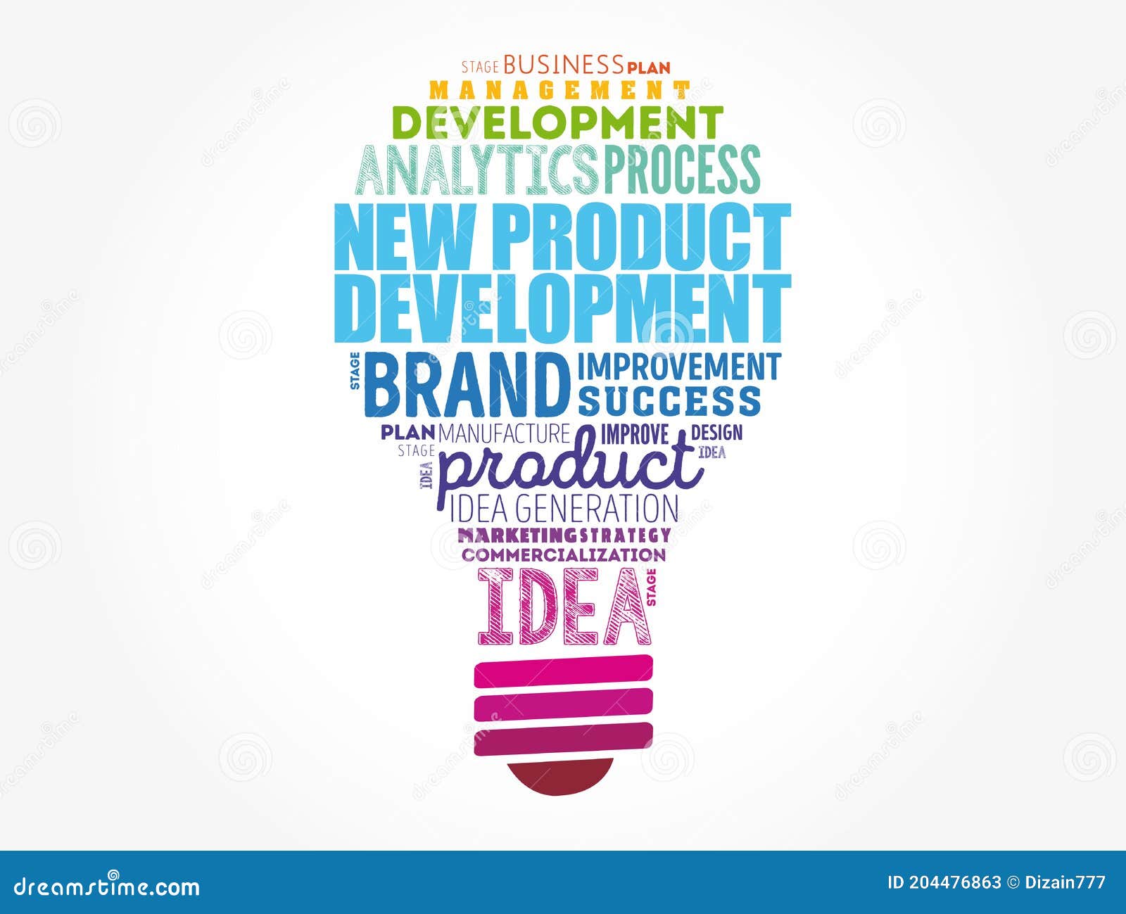 New Product Development Light Bulb Word Cloud Stock Illustration ...