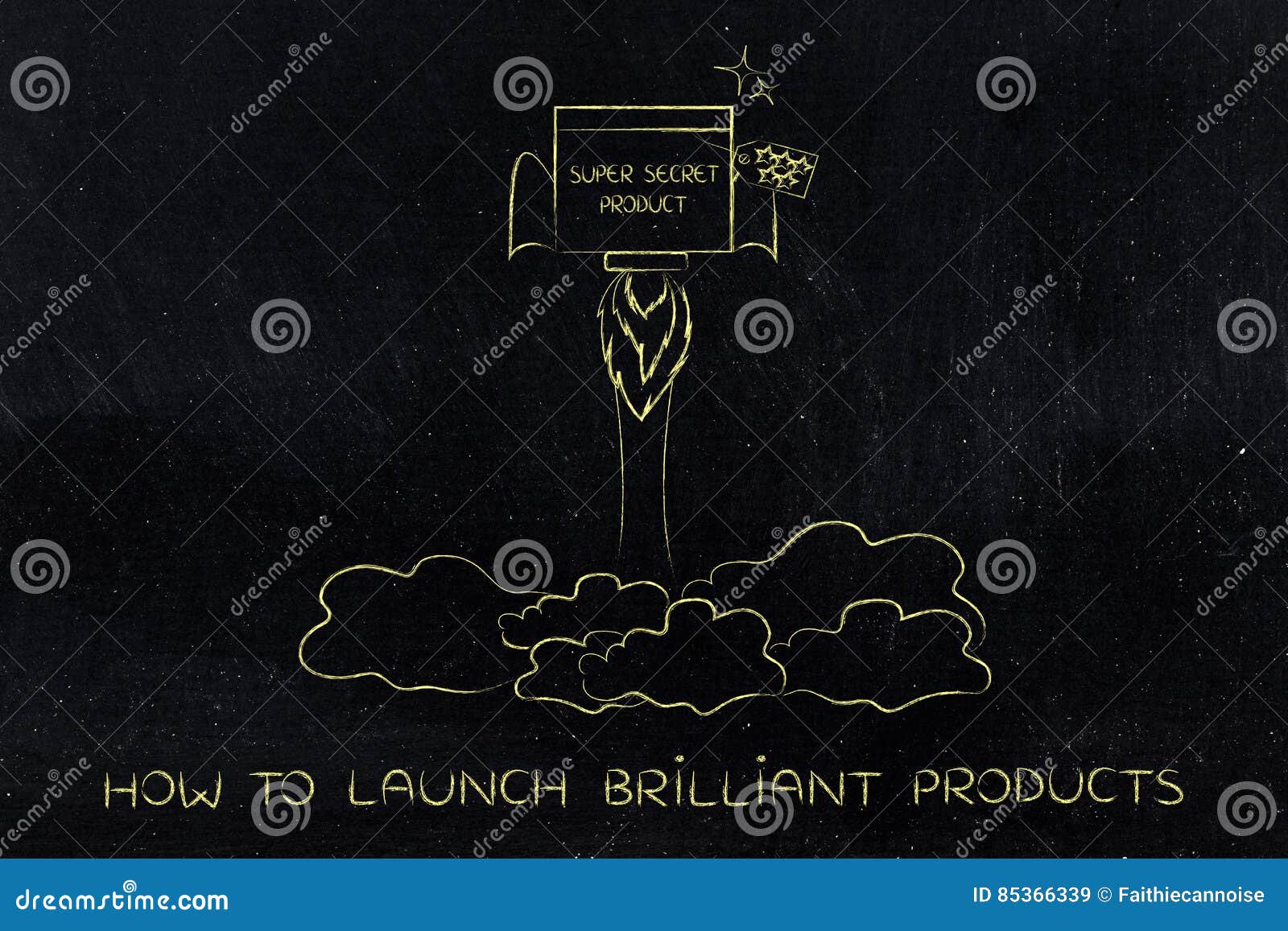 New Product Launch: Item with Rocket Setup Stock Illustration ...