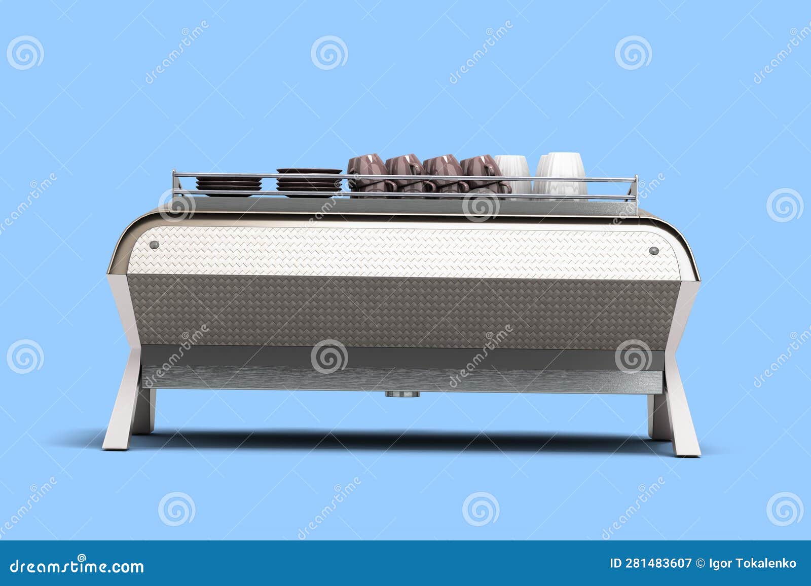 New Professional Coffee Machine Back View 3d Render on Blue Stock ...