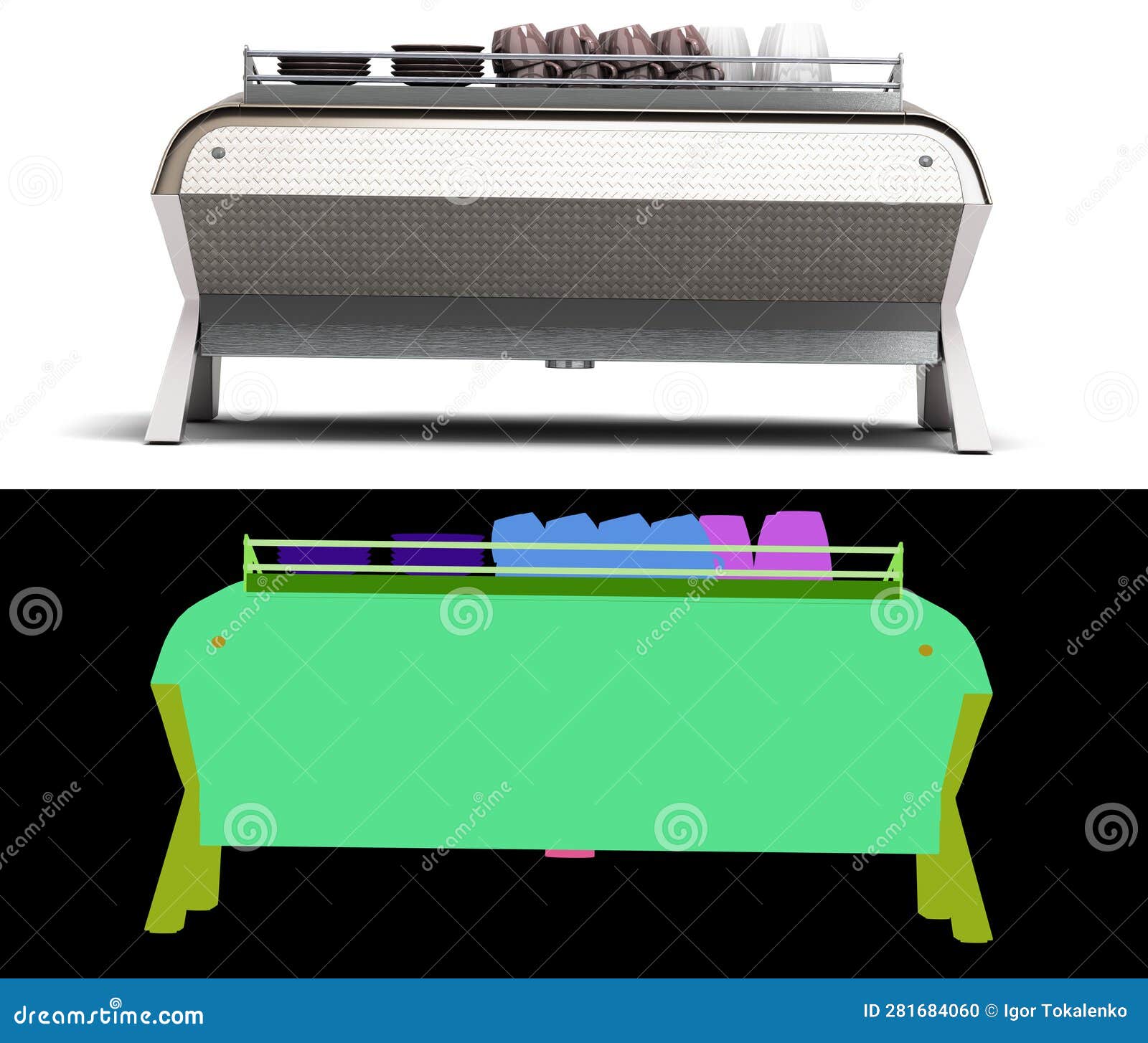 New Professional Coffee Machine Back View 3d Render on White with ...