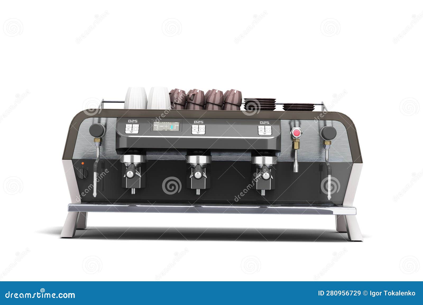 New Professional Coffee Machine Front View 3d Render on White Stock ...